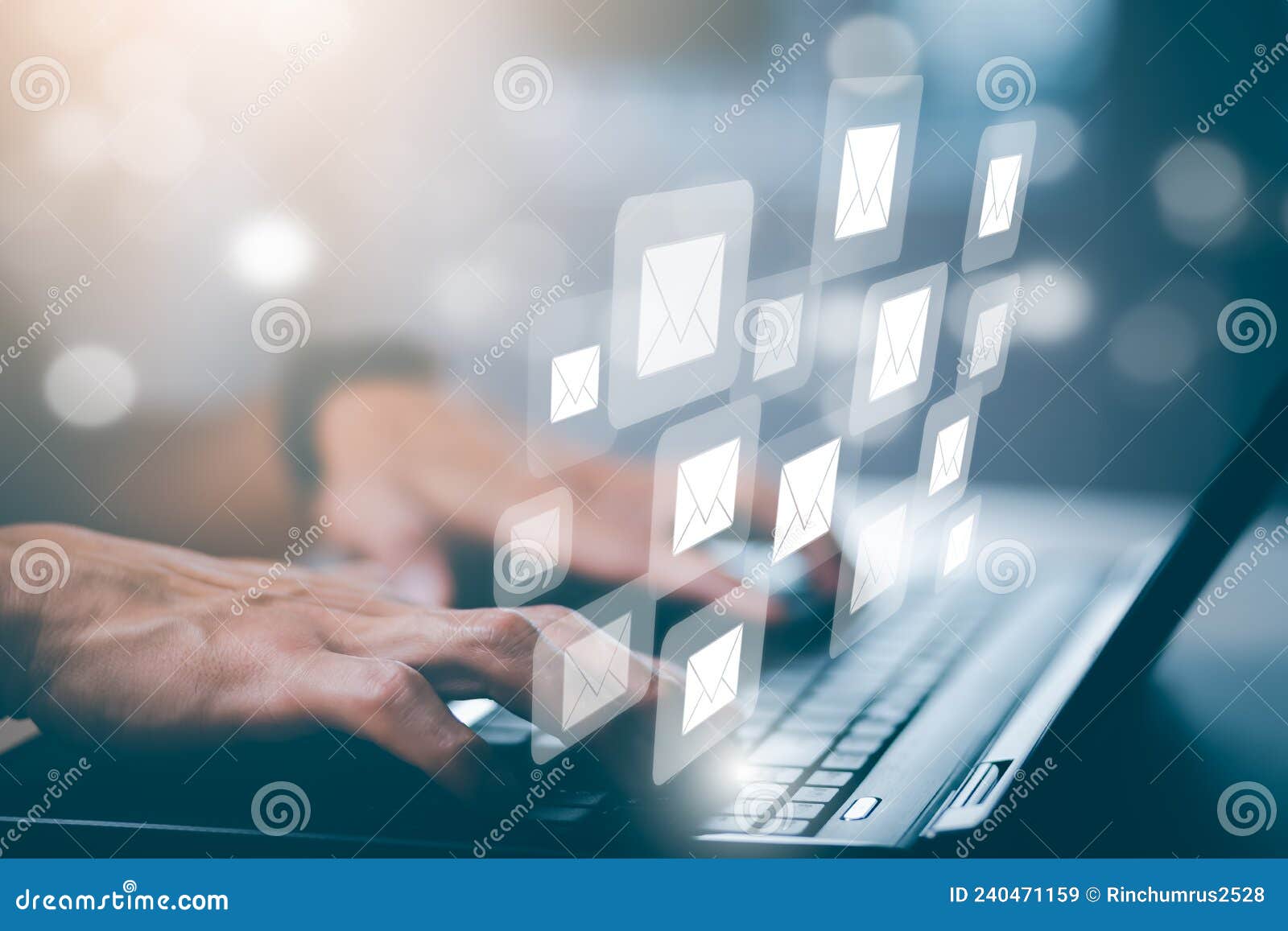 The Email with the Laptop, Businessman Hand Pressing the Keyboard Stock ...