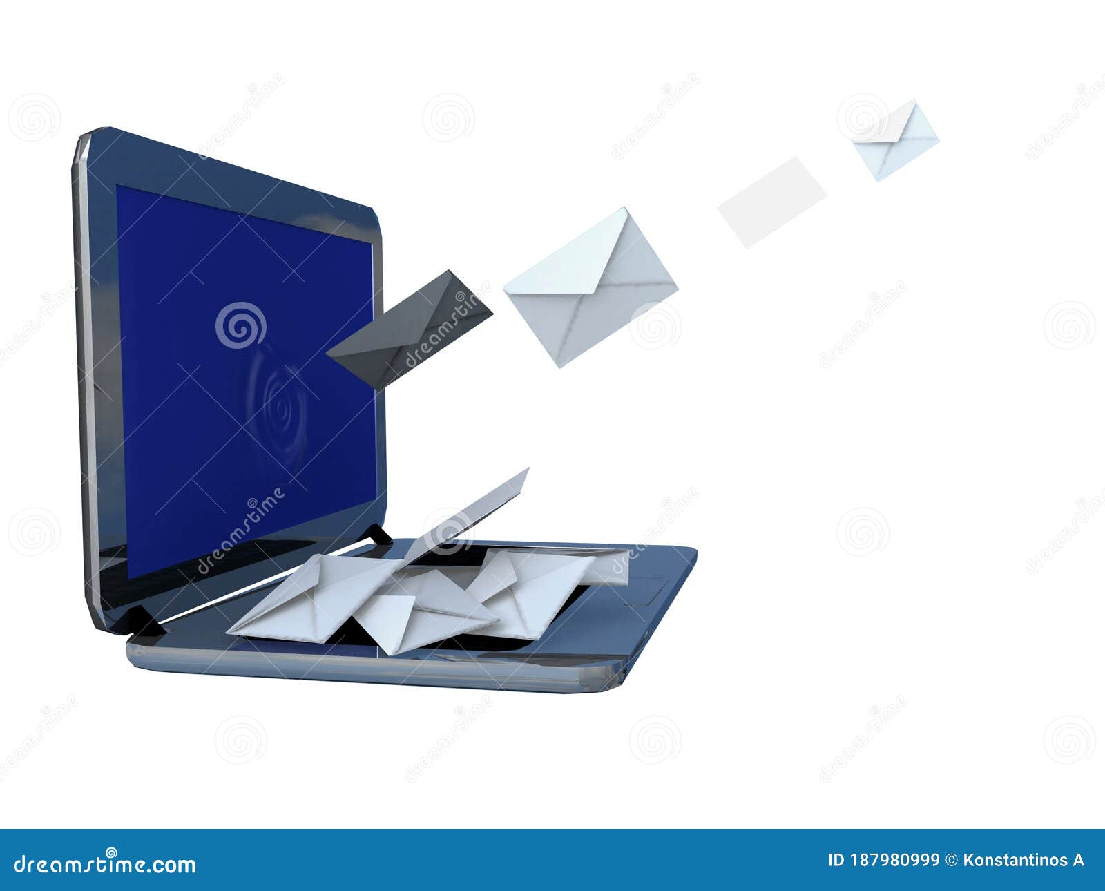 Email Laptop Sending Receiving - 3d Rendering Stock Illustration ...