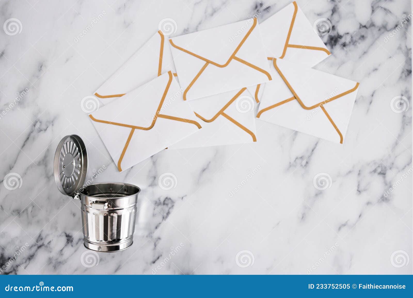 Email or Letter Envelopes Being Trashed and Flying into a Recycling Bin ...