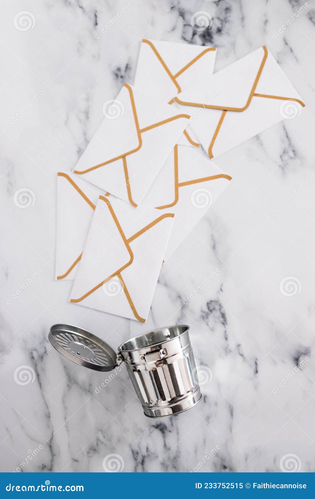 Email or Letter Envelopes Being Trashed and Flying into a Recycling Bin ...