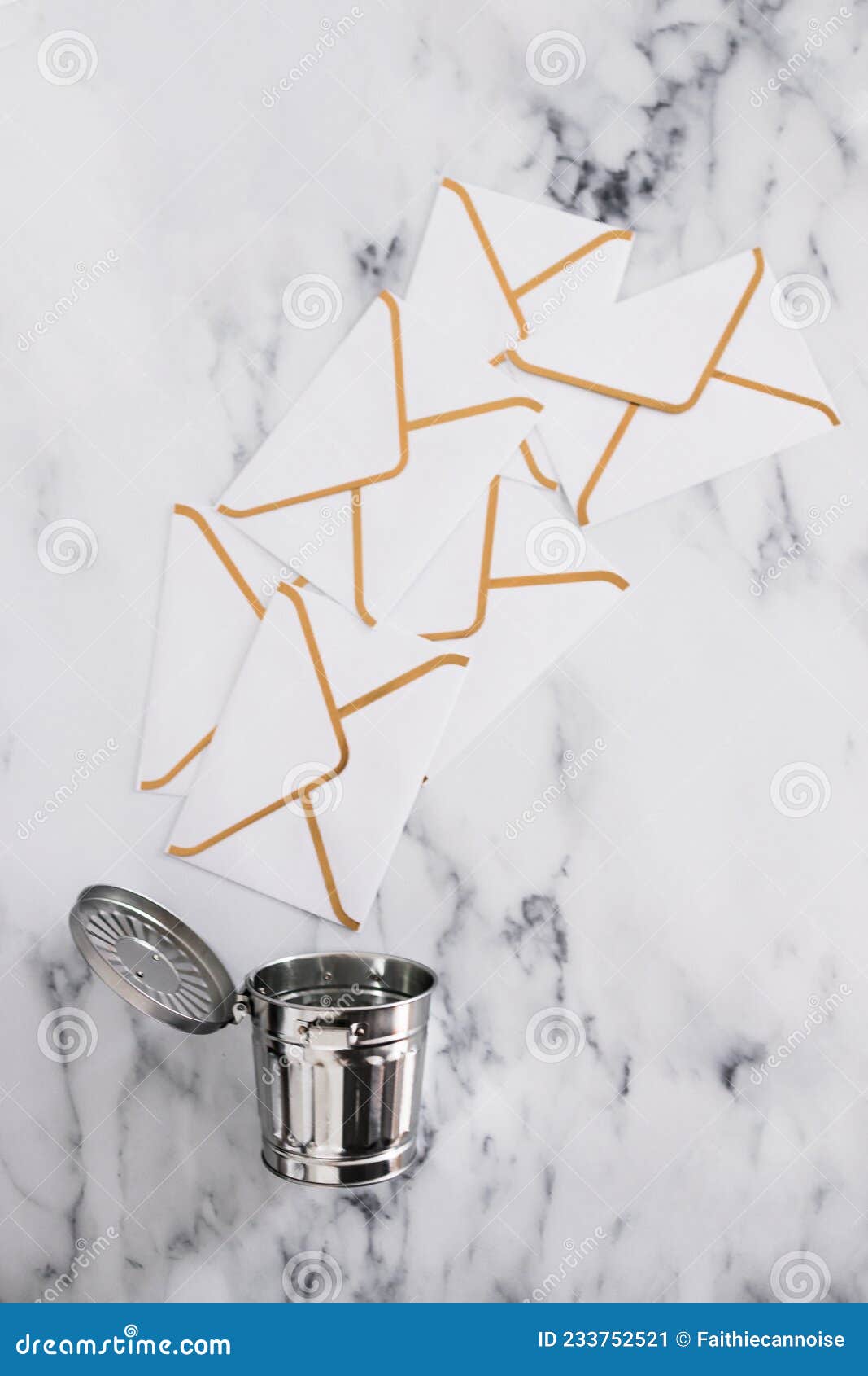 Email or Letter Envelopes Being Trashed and Flying into a Recycling Bin ...