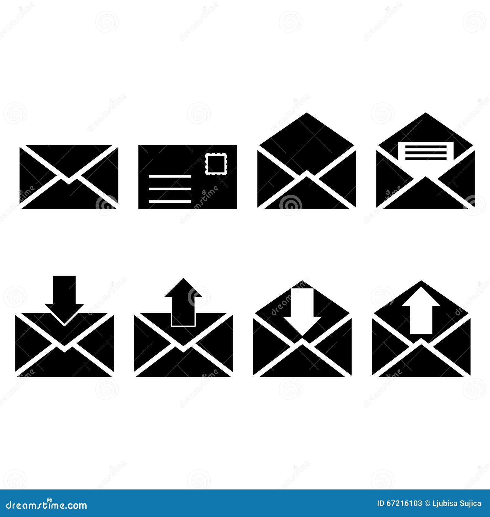 Email and Letter icon set stock vector. Illustration of icon - 67216103