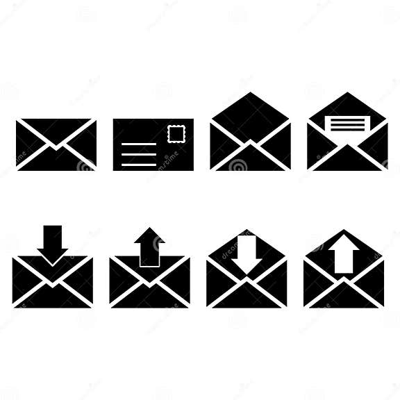 Email and Letter icon set stock vector. Illustration of icon - 67216103