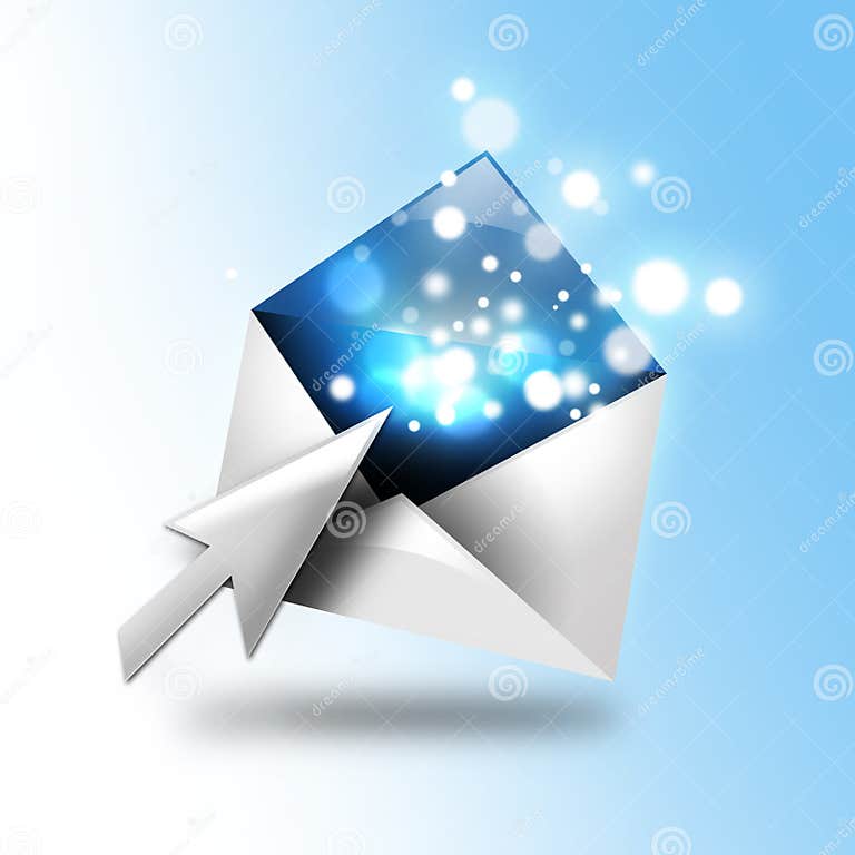 Email Letter with Sparkles and Arrow Stock Illustration - Illustration ...
