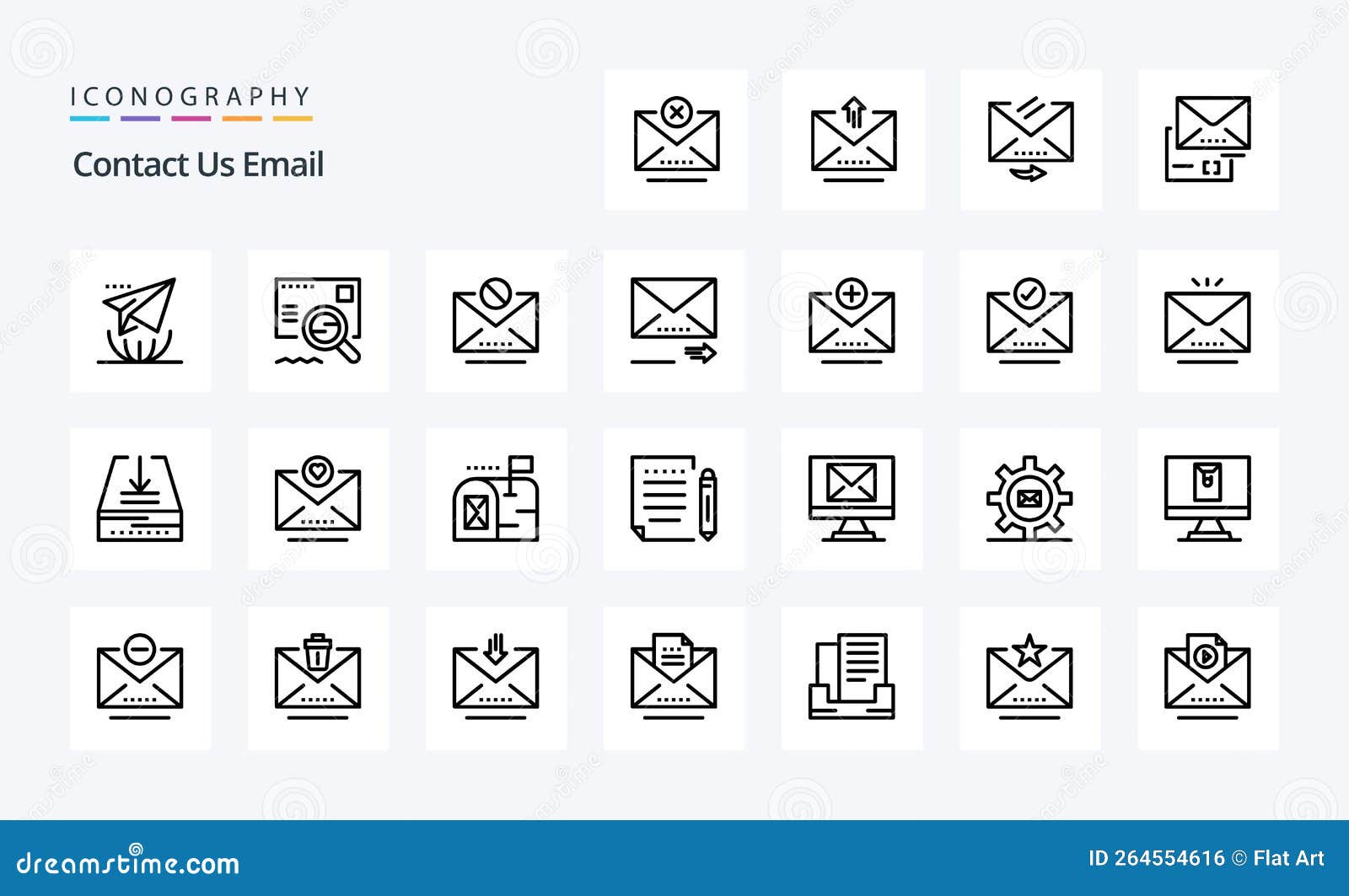 25 Email Line icon pack stock vector. Illustration of next - 264554616