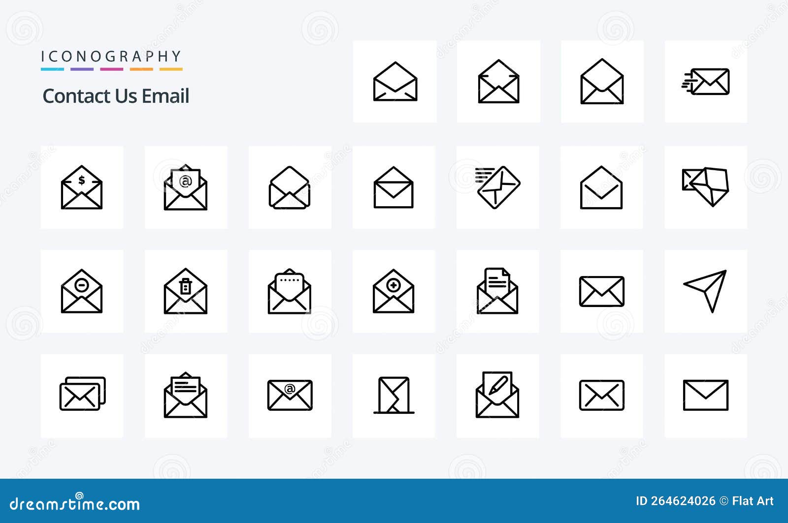 25 Email Line icon pack stock vector. Illustration of communication ...