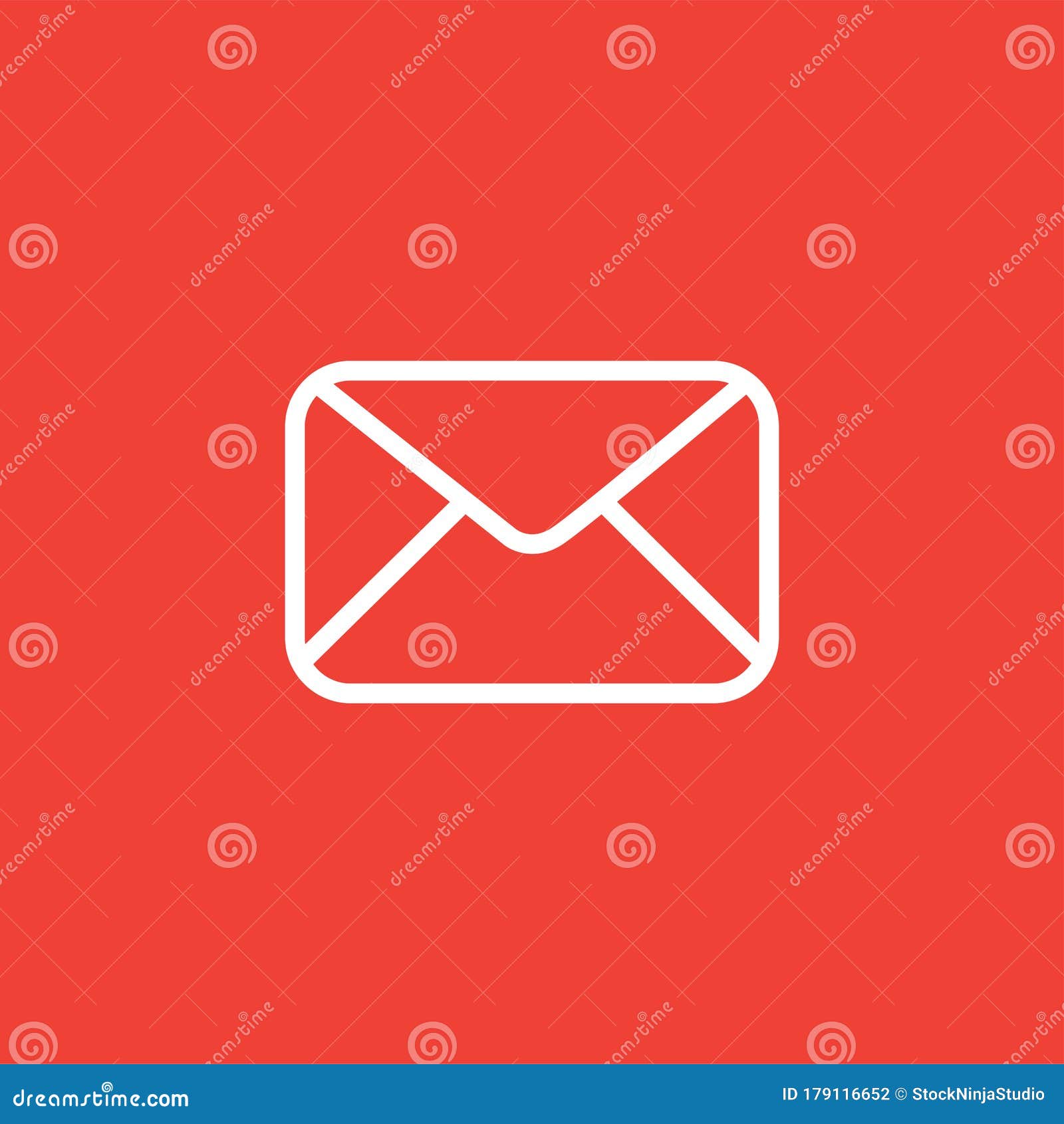 Email Line Icon on Red Background. Red Flat Style Vector Illustration ...