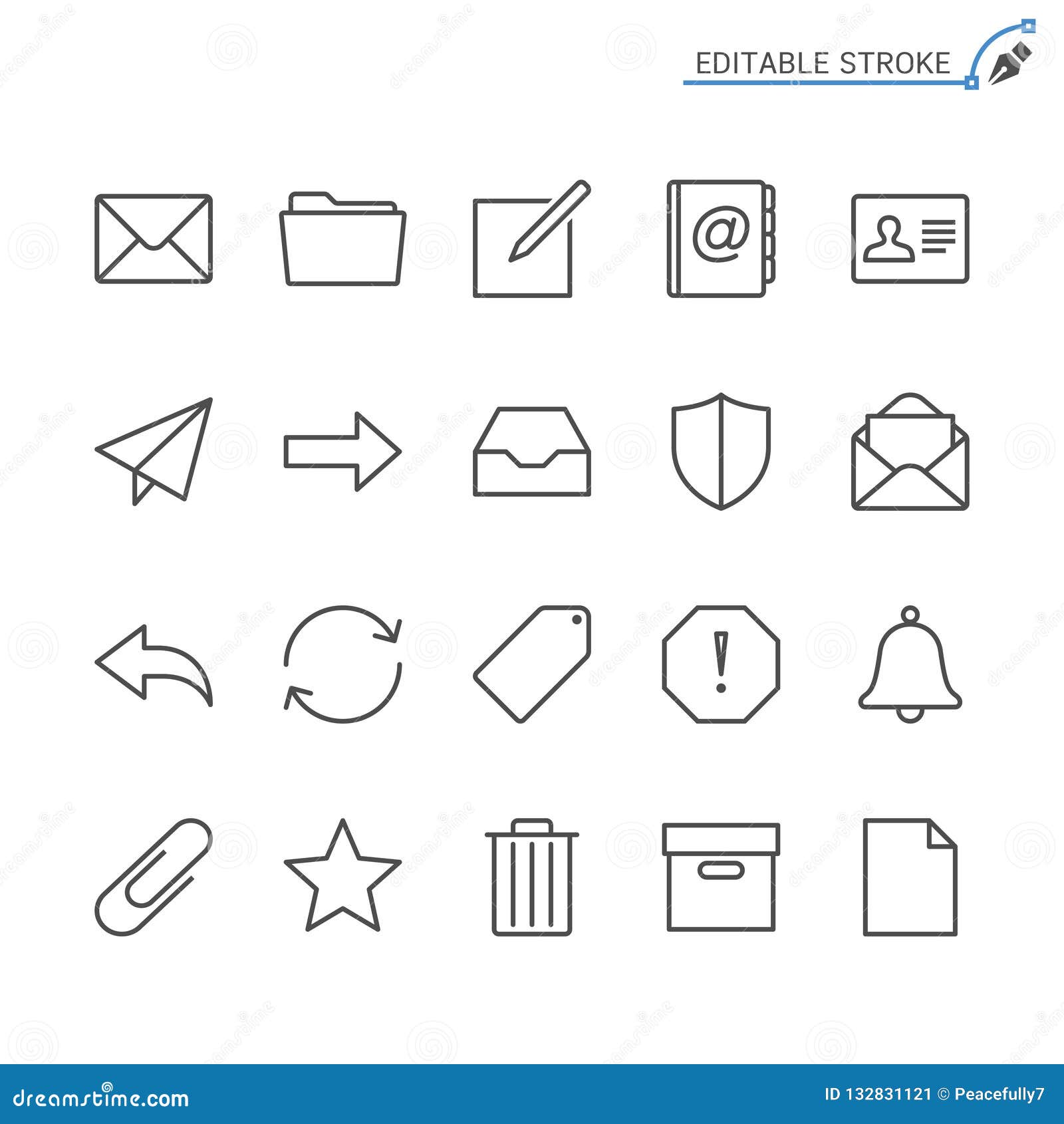 Email outline icon set stock vector. Illustration of envelope - 132831121