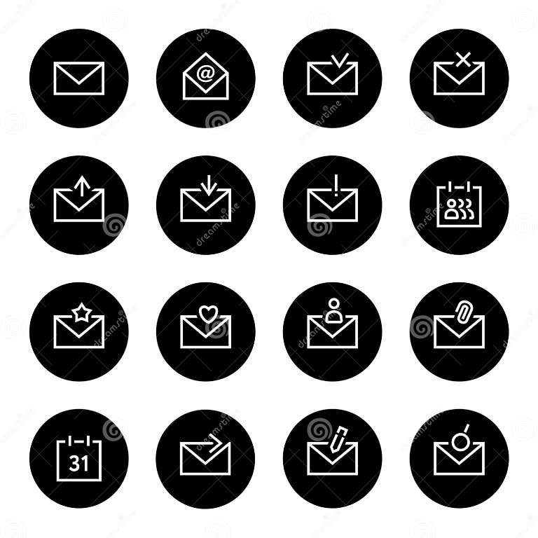 Email Vector Line Icon Set. Mail App User Interface Icons. Stock Vector ...