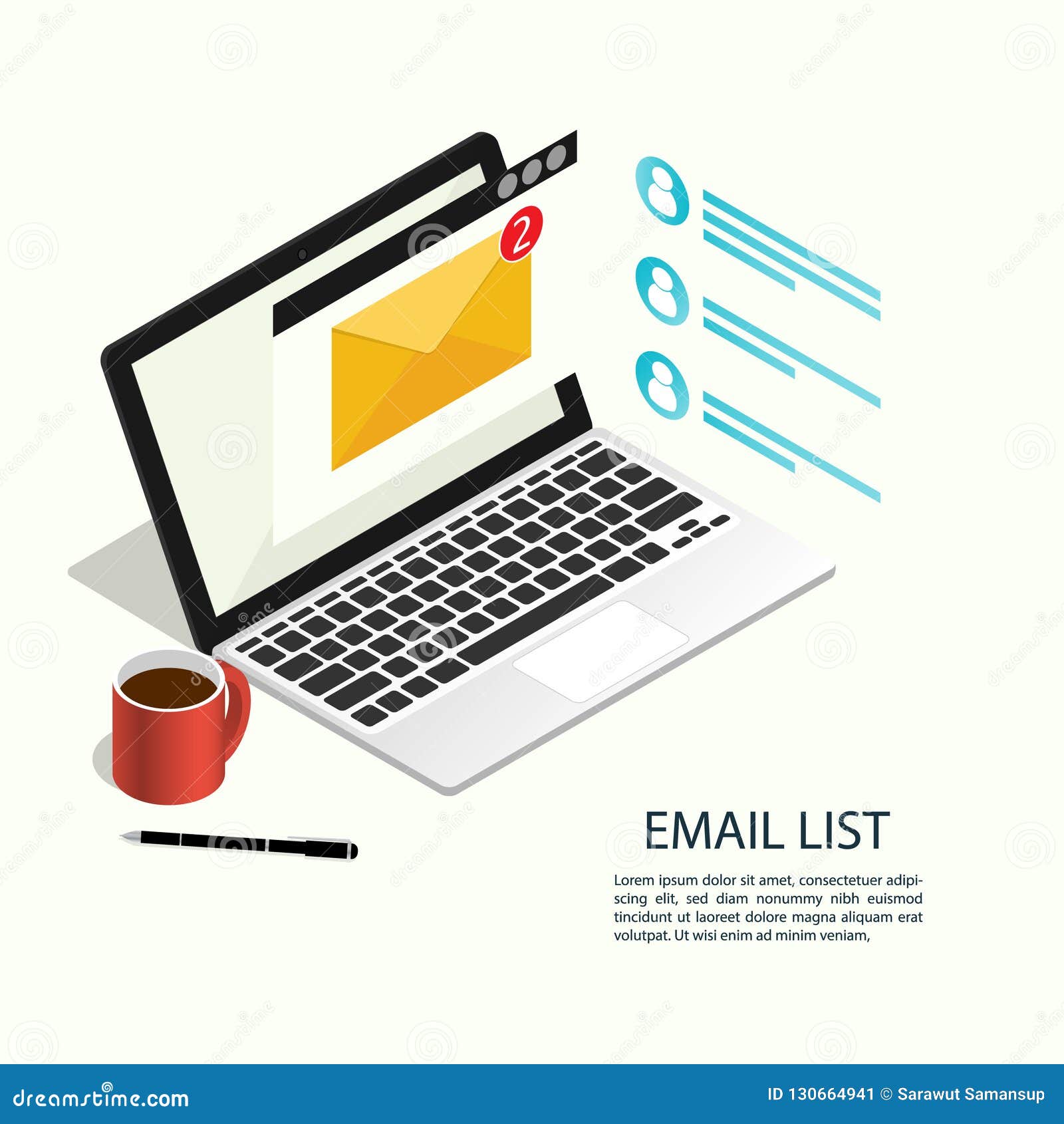 Isometric Email Notification Concept. People Receive And Send Emails ...