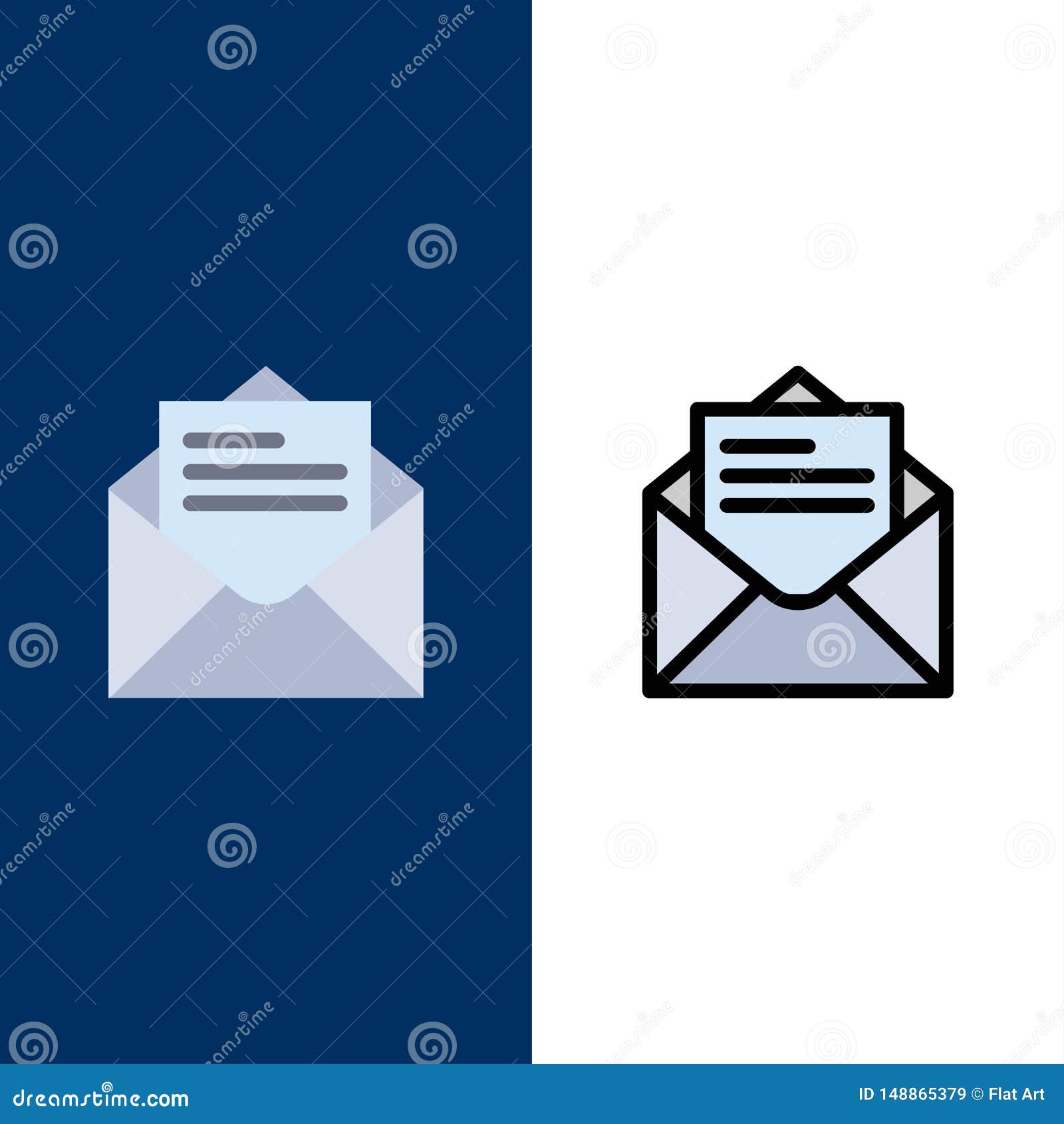 Email, Mail, Message, Text Icons. Flat and Line Filled Icon Set Vector ...