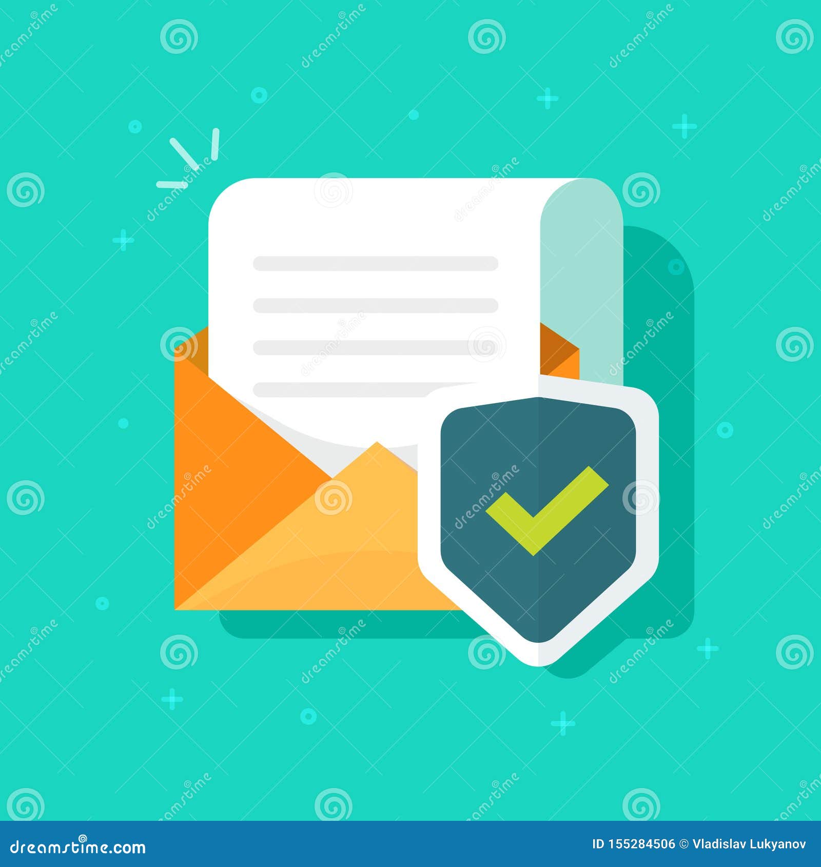 Envelope With Document And Round Green Check Mark Icon. Successful E ...