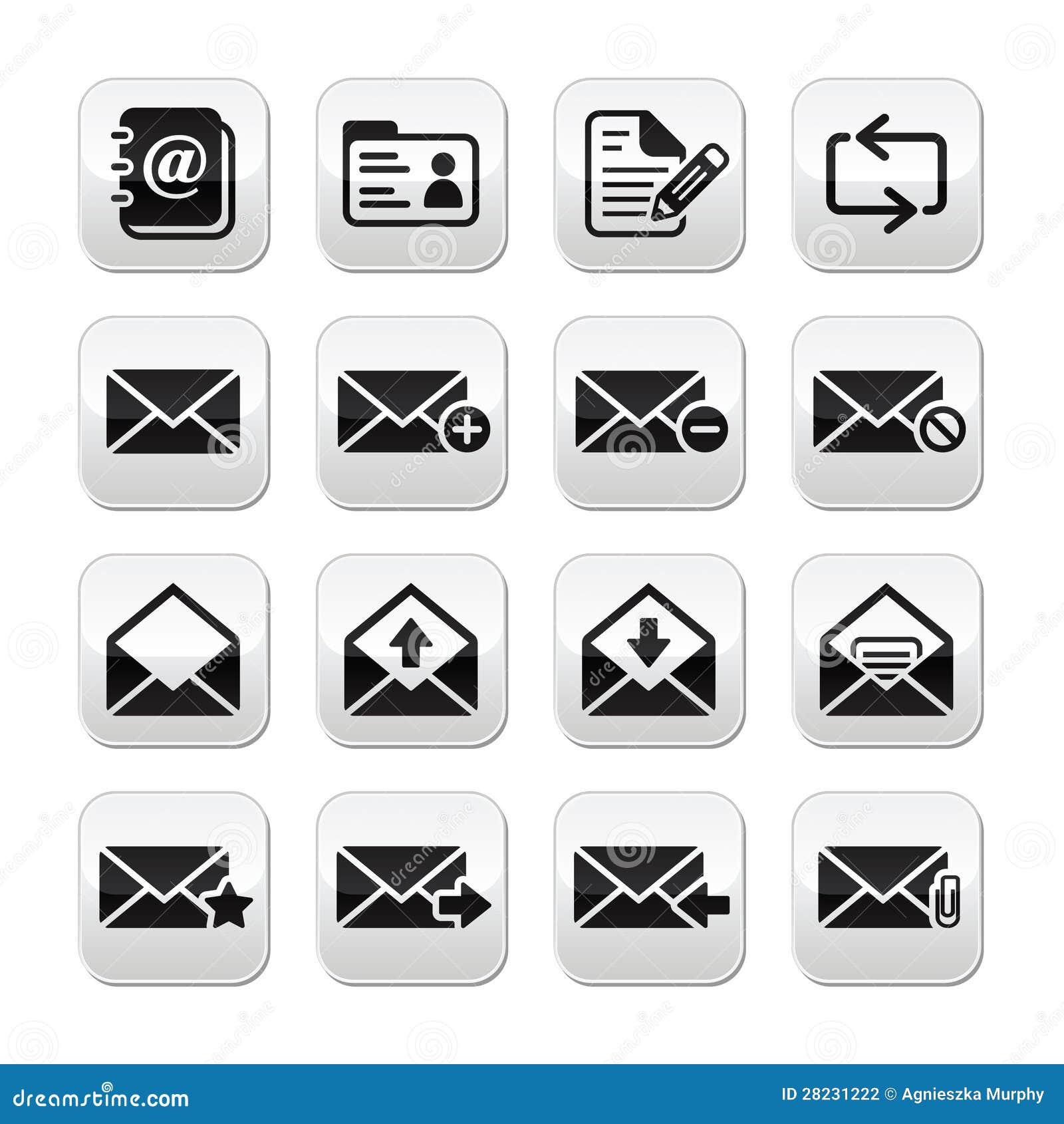 Email mailbox buttons set stock illustration. Illustration of inbox ...