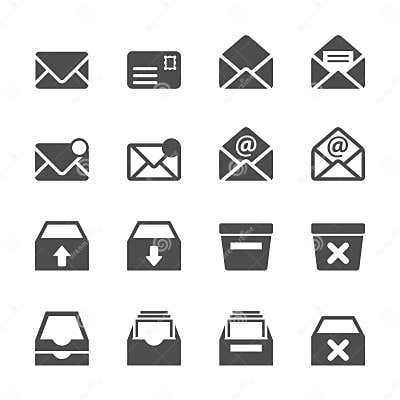 Email and Mailbox Icon Set, Vector Eps10 Stock Vector - Illustration of ...