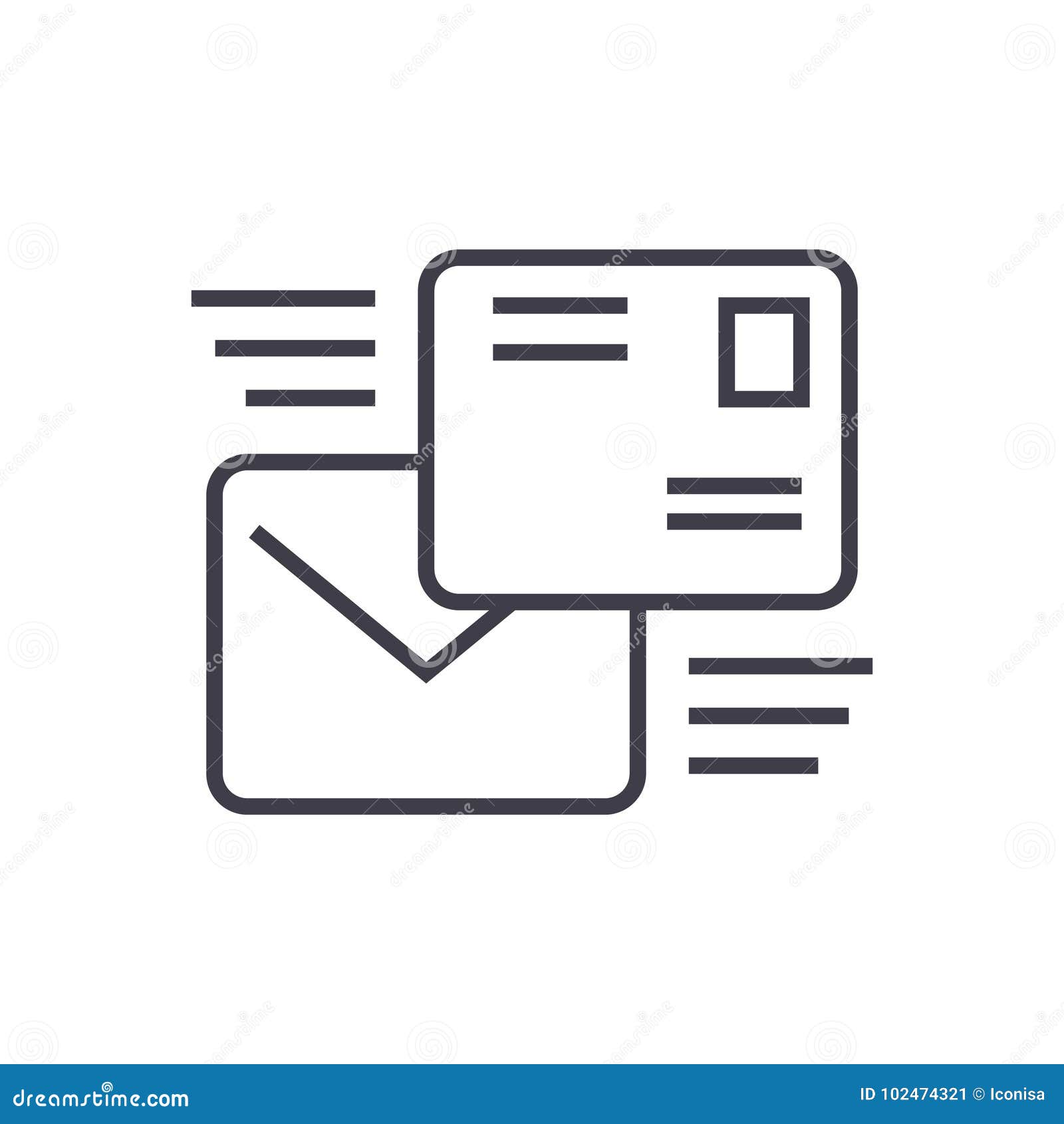 Email Mailing Linear Icon, Sign, Symbol, Vector on Isolated Background ...