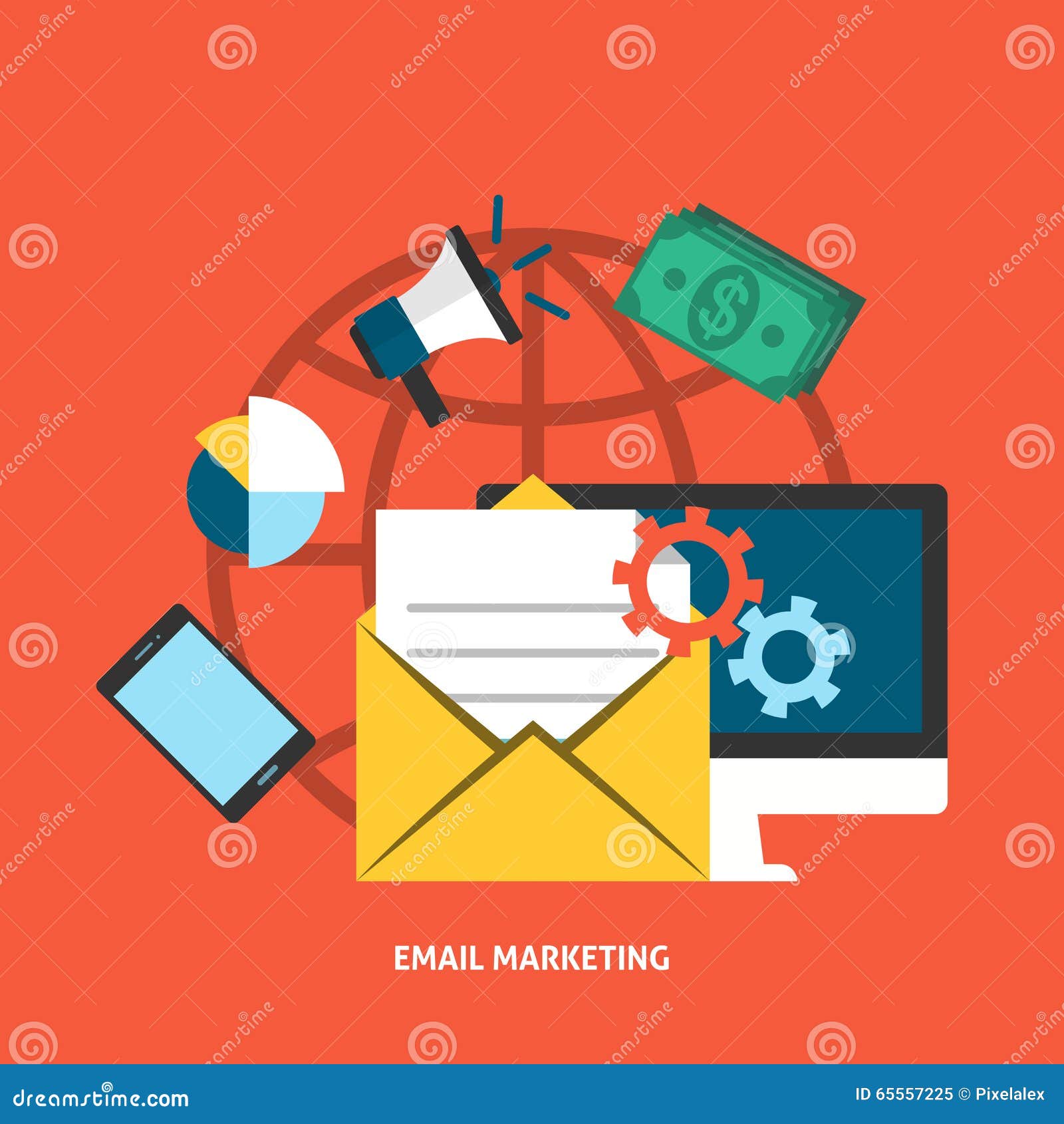 Email Makreting Concept stock vector. Illustration of media - 65557225