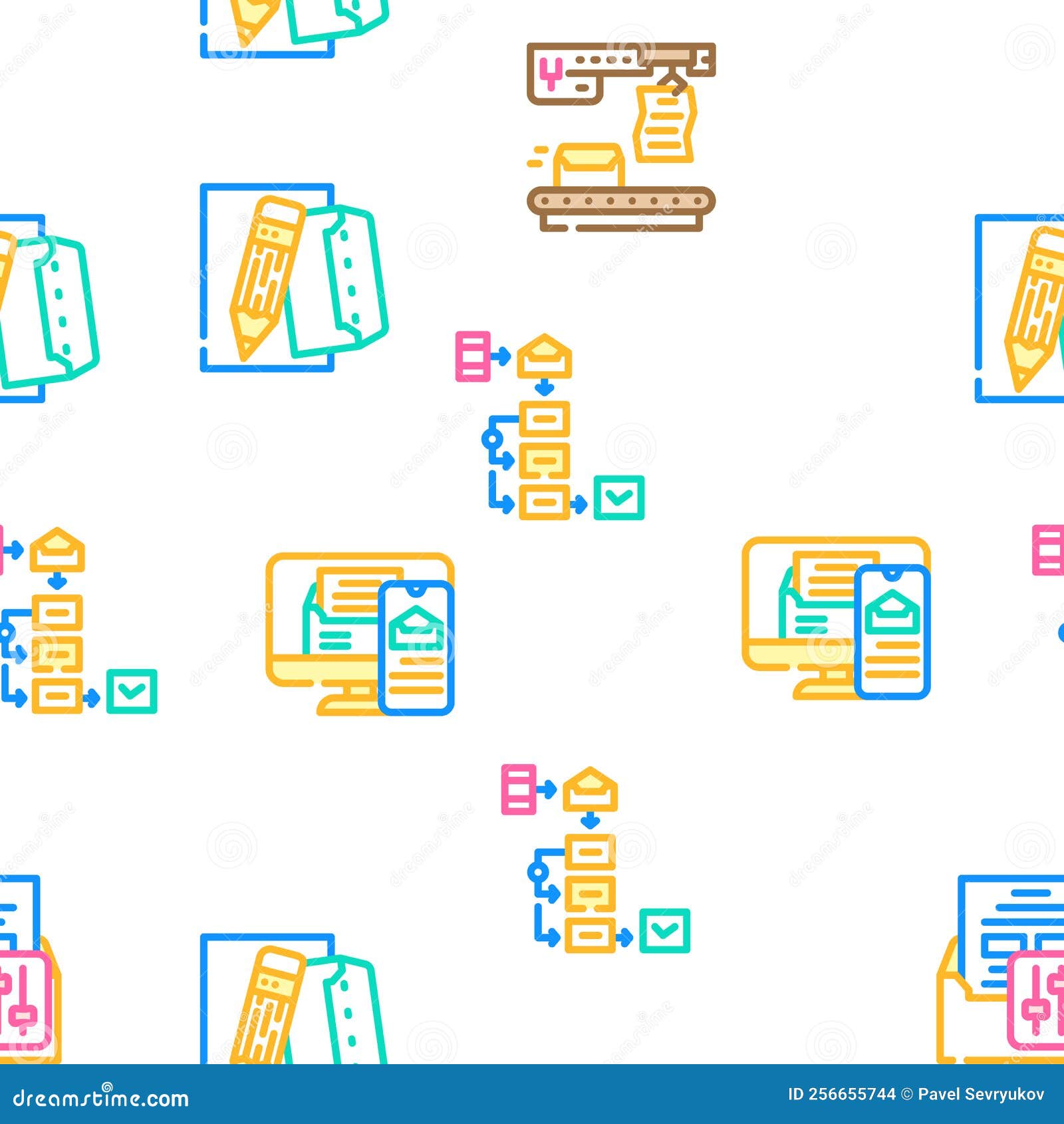 Email Marketing and Advertisement Vector Seamless Pattern Stock Vector ...