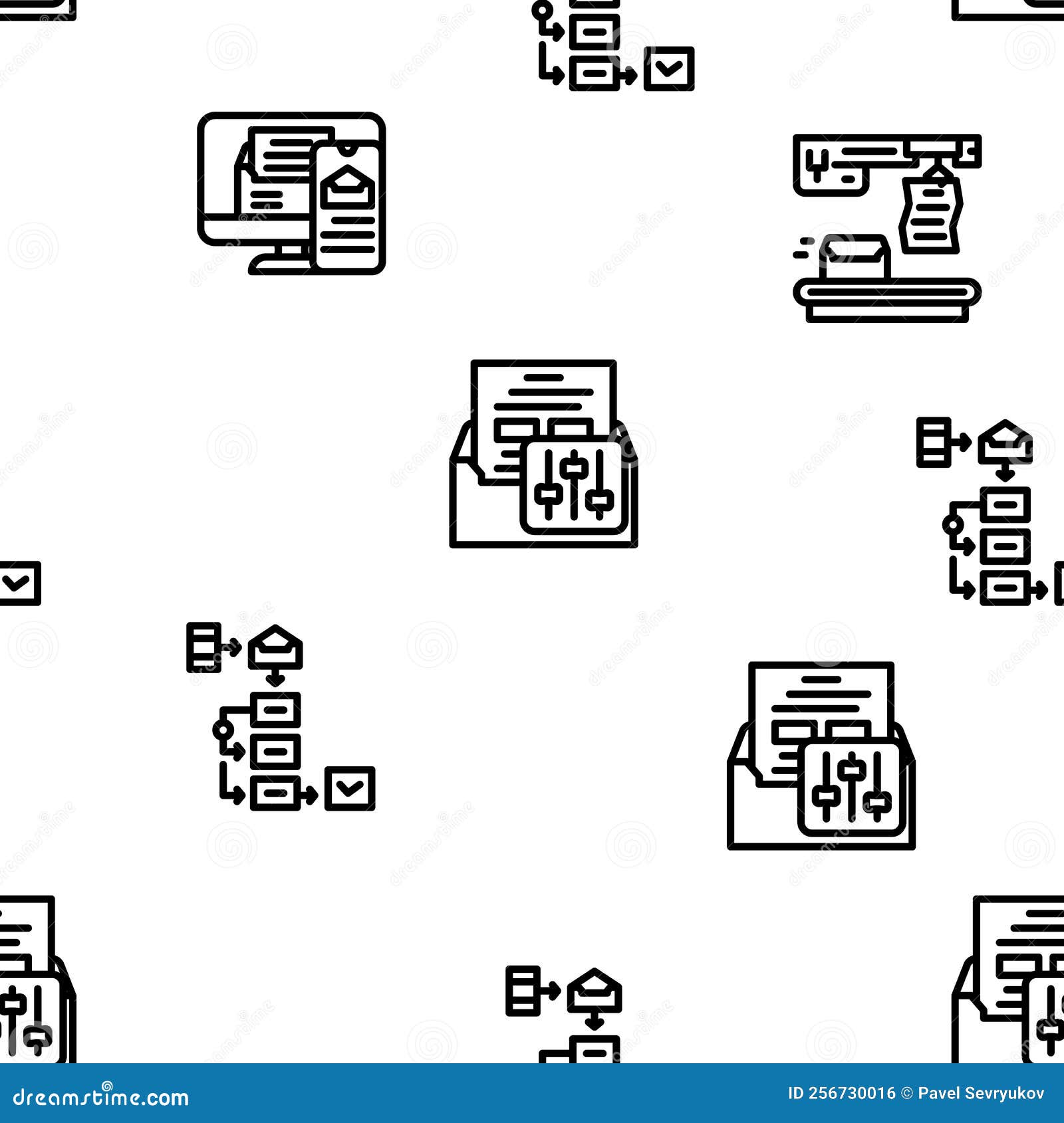 Email Marketing and Advertisement Vector Seamless Pattern Stock ...