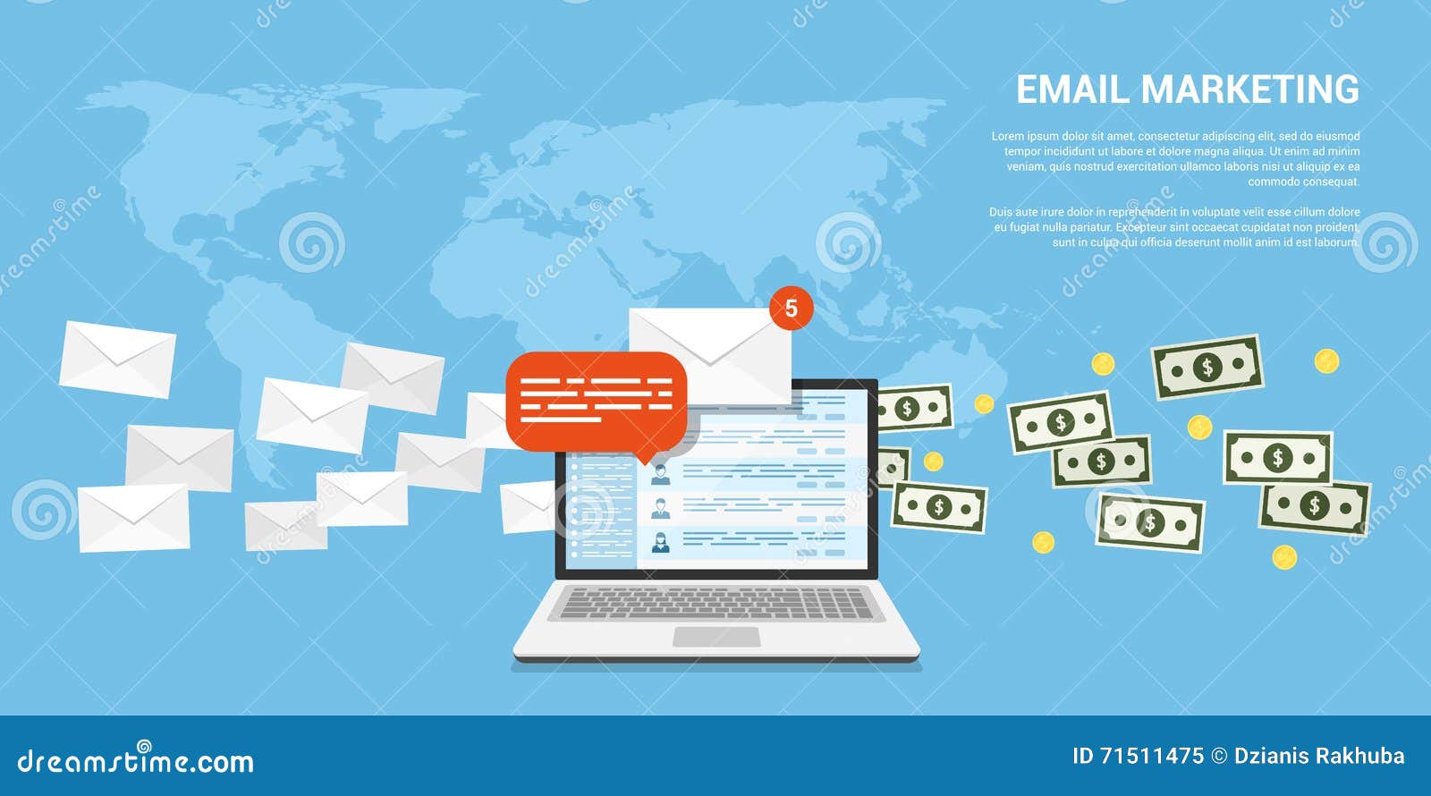 Email marketing banner stock vector. Illustration of global - 71511475