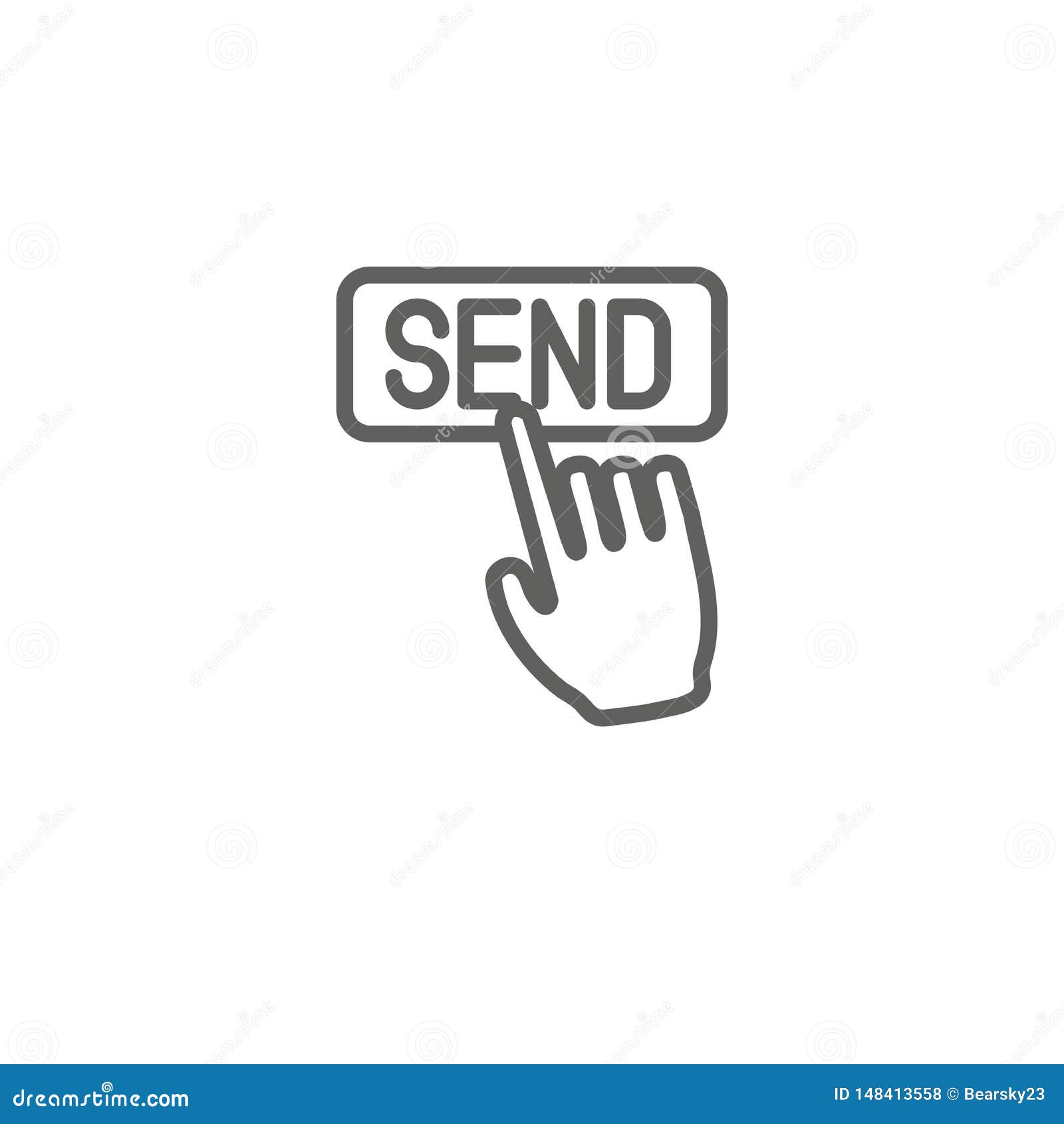 Email Marketing Campaigns Icon - Send Button Being Pushed Stock Vector ...