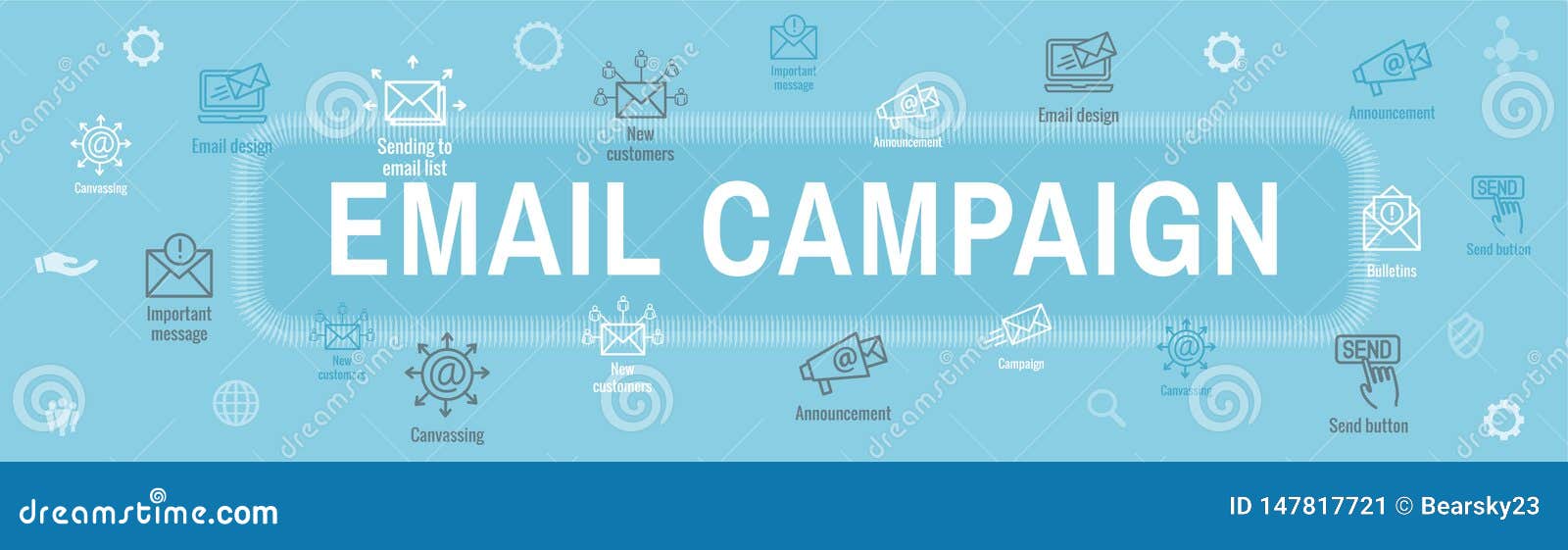 Email Marketing Campaigns Icon Set - Web Header Banner Stock Vector ...