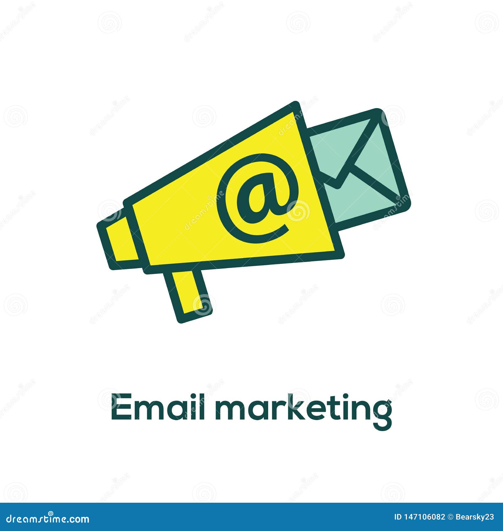 Email Marketing Campaigns Icon W Bullhorn Stock Vector - Illustration ...