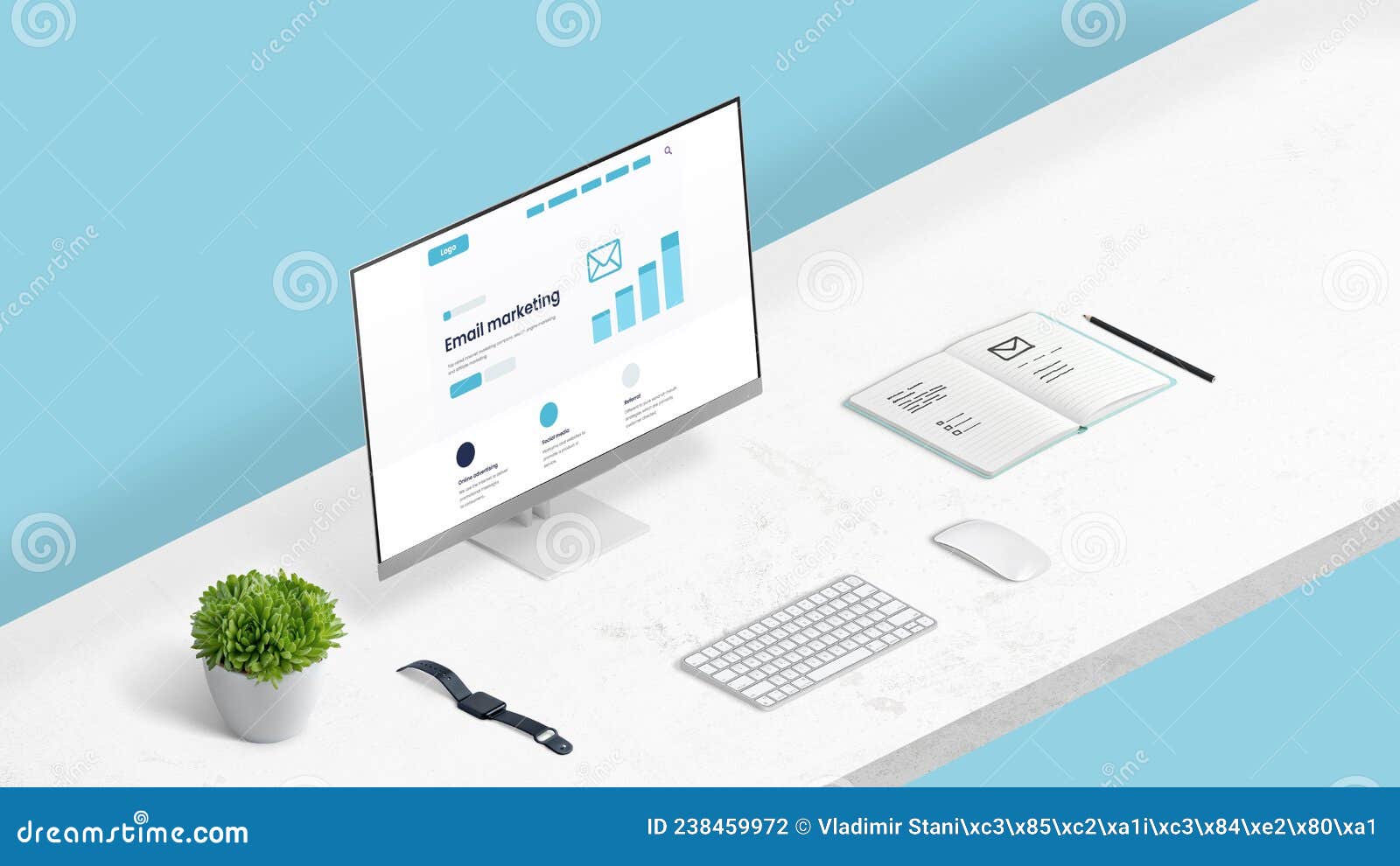 Email Marketing Concept Web Page on Computer Display Stock Photo ...