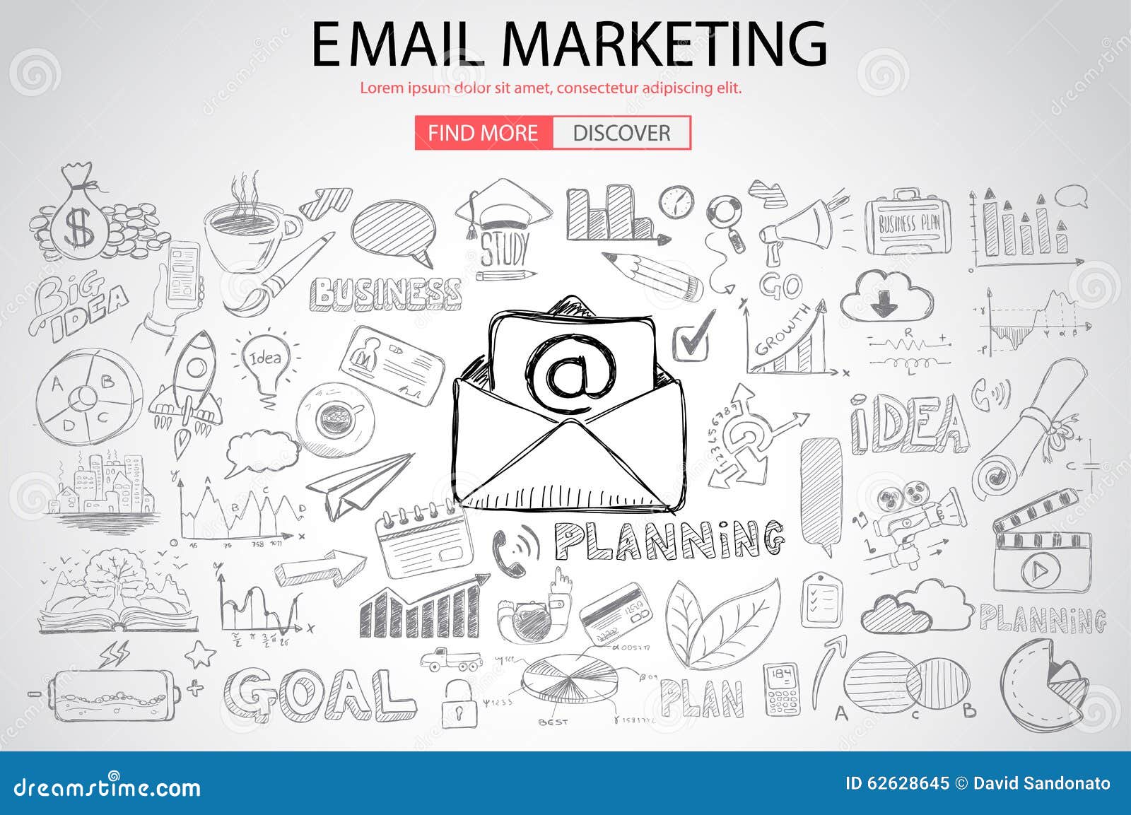 Email Marketing with Doodle Design Style Stock Vector - Illustration of ...