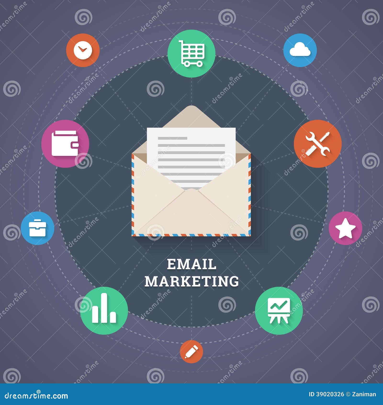 Email Marketing Illustration. Stock Vector - Illustration of chart ...