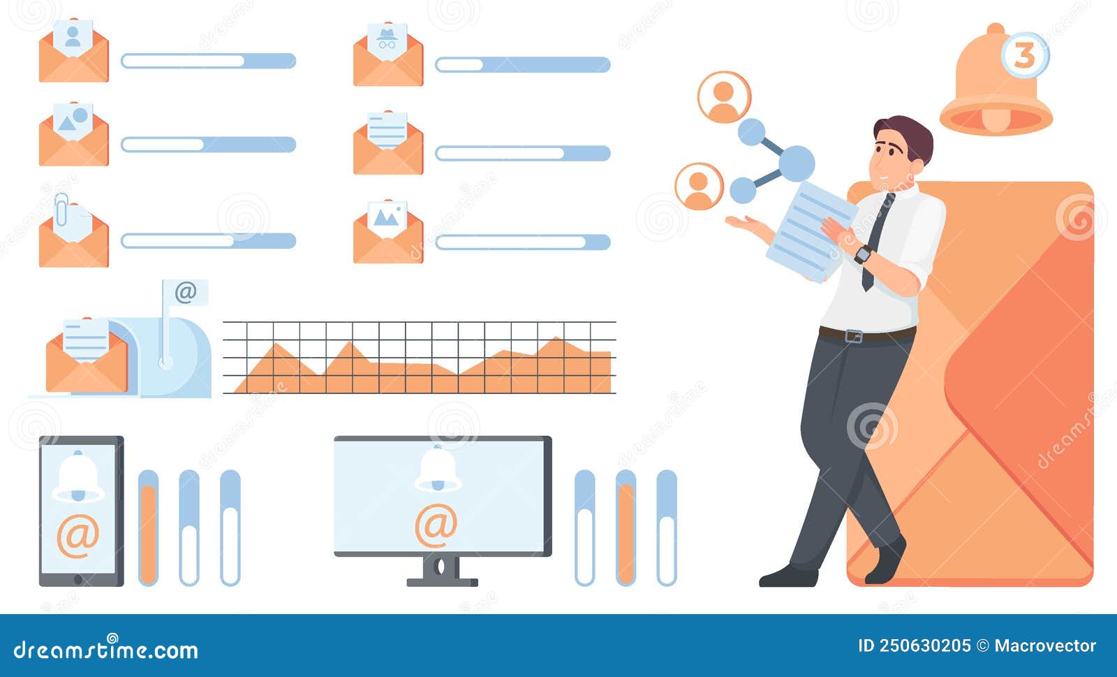 Email Marketing Infographic Set Stock Vector - Illustration of layout ...