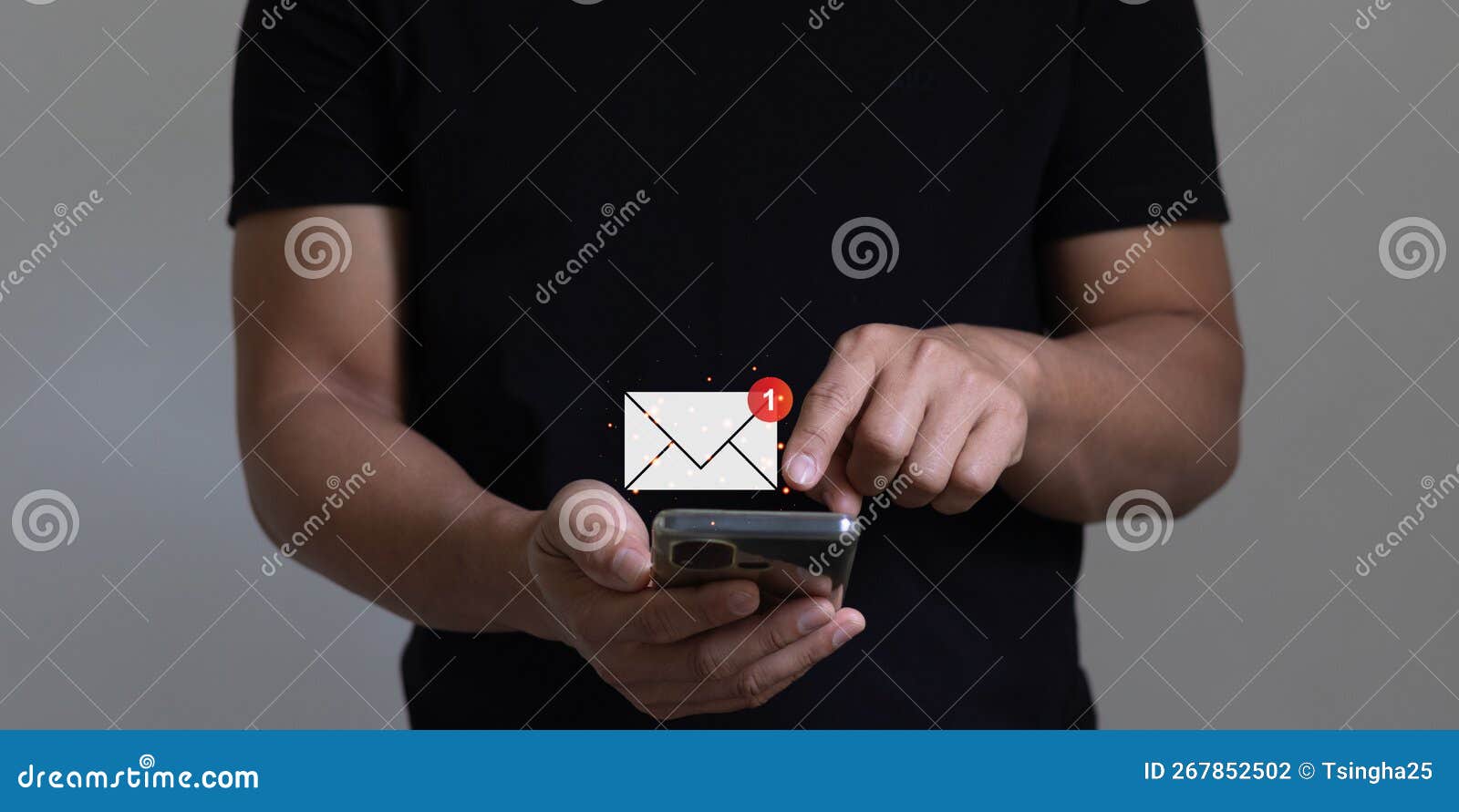 Email Marketing and Online Communication Concept. Businessman Using ...