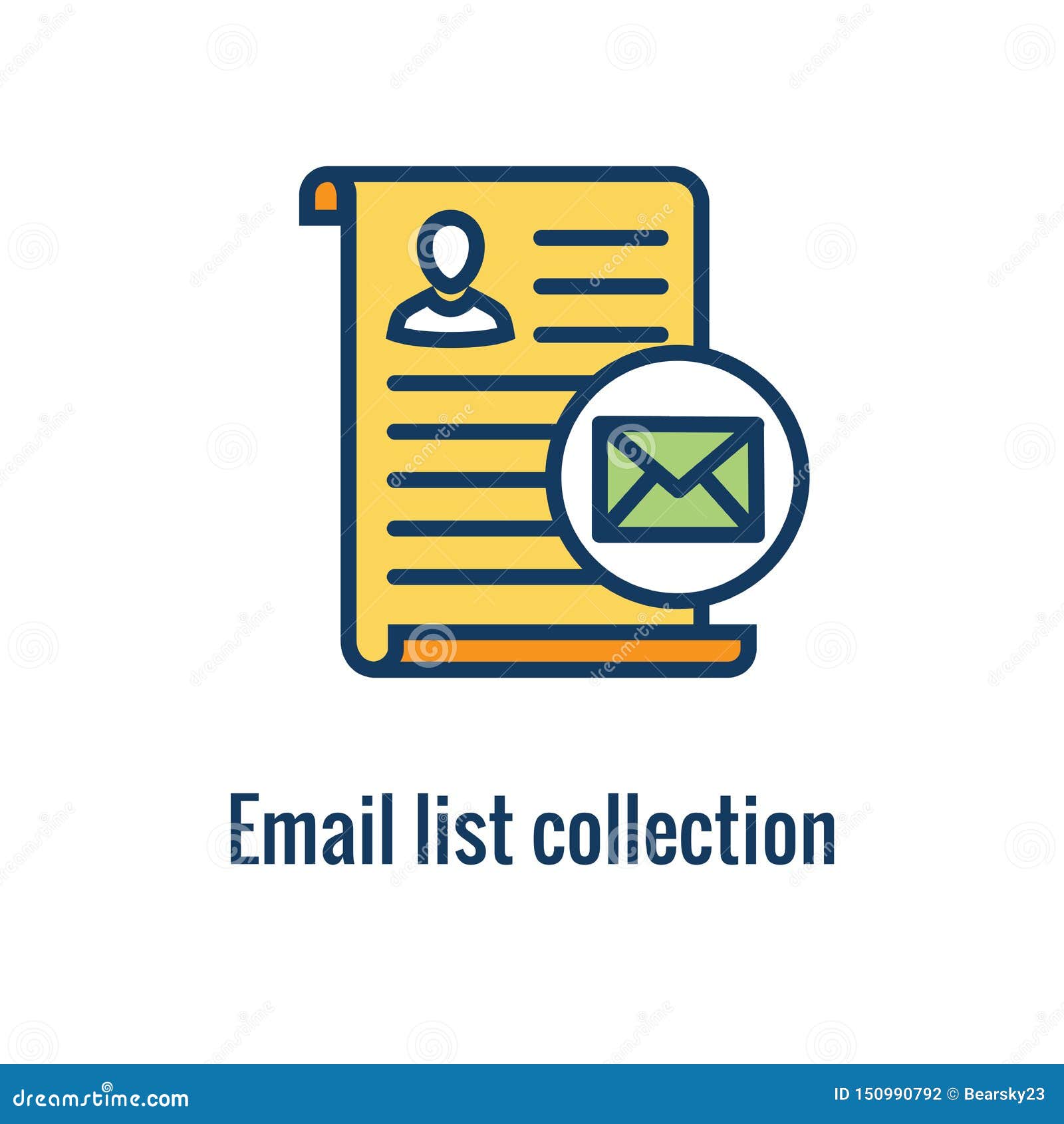 Email Marketing Rules & Regulations Icon with Email List Collection ...
