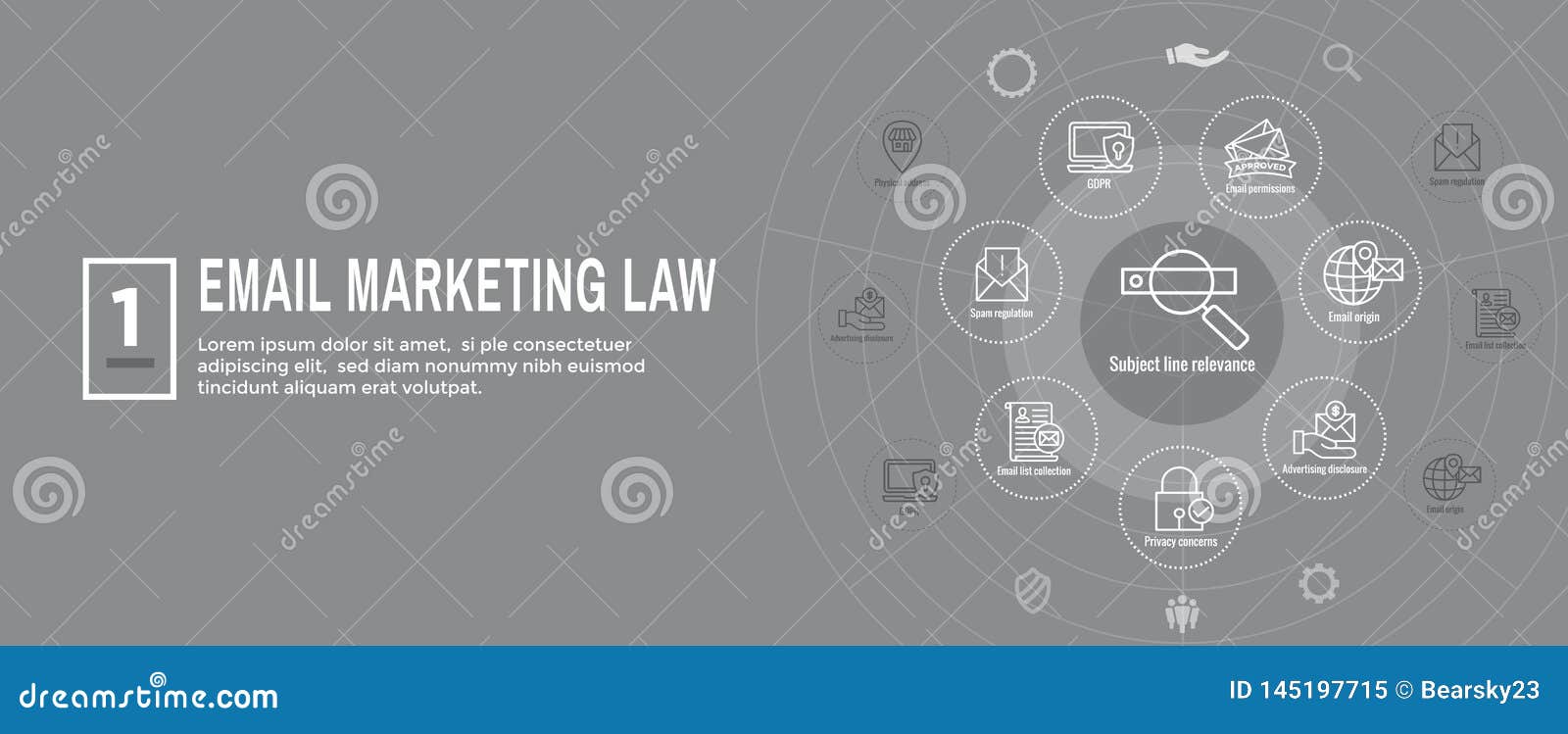 Email Marketing Rules and Regulations Icon Set & Web Header Banner ...