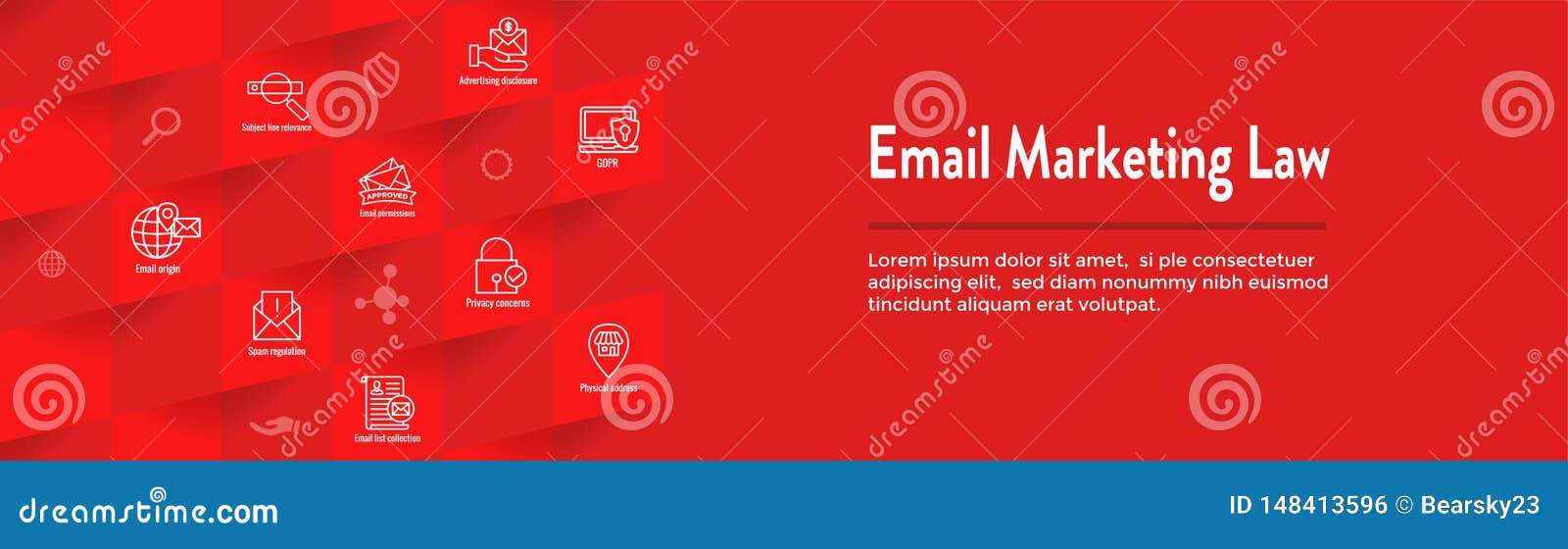 Email Marketing Rules and Regulations Icon Set & Web Header Banner ...