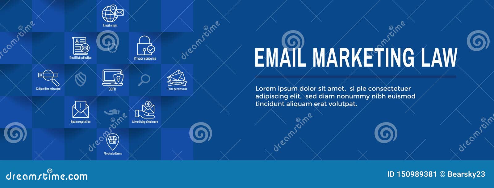 Email Marketing Rules and Regulations Icon Set & Web Header Banner ...