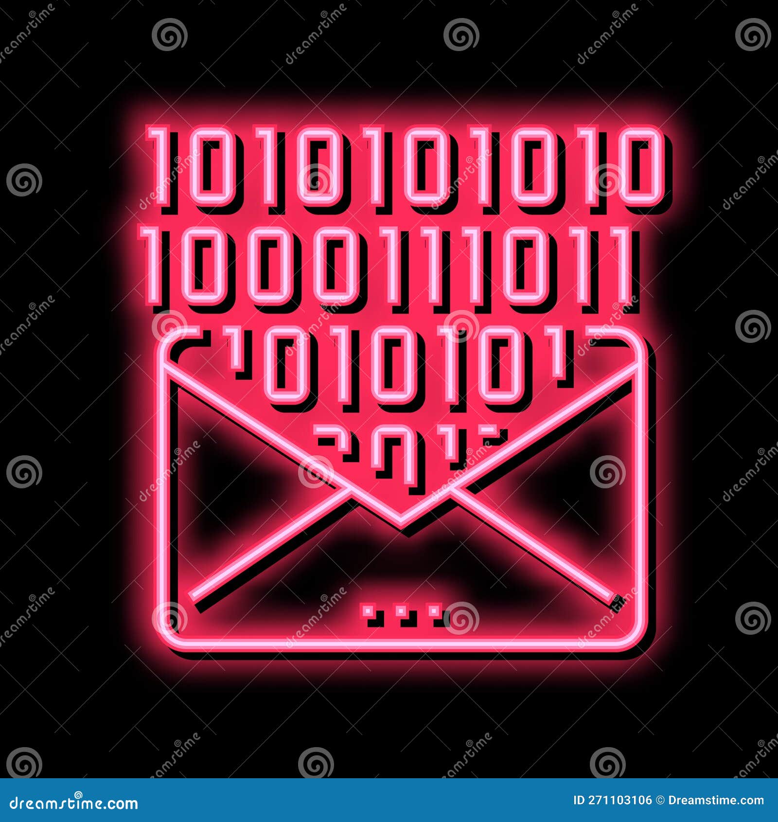 Email Message with Binary Code Color Icon Vector Illustration Stock ...