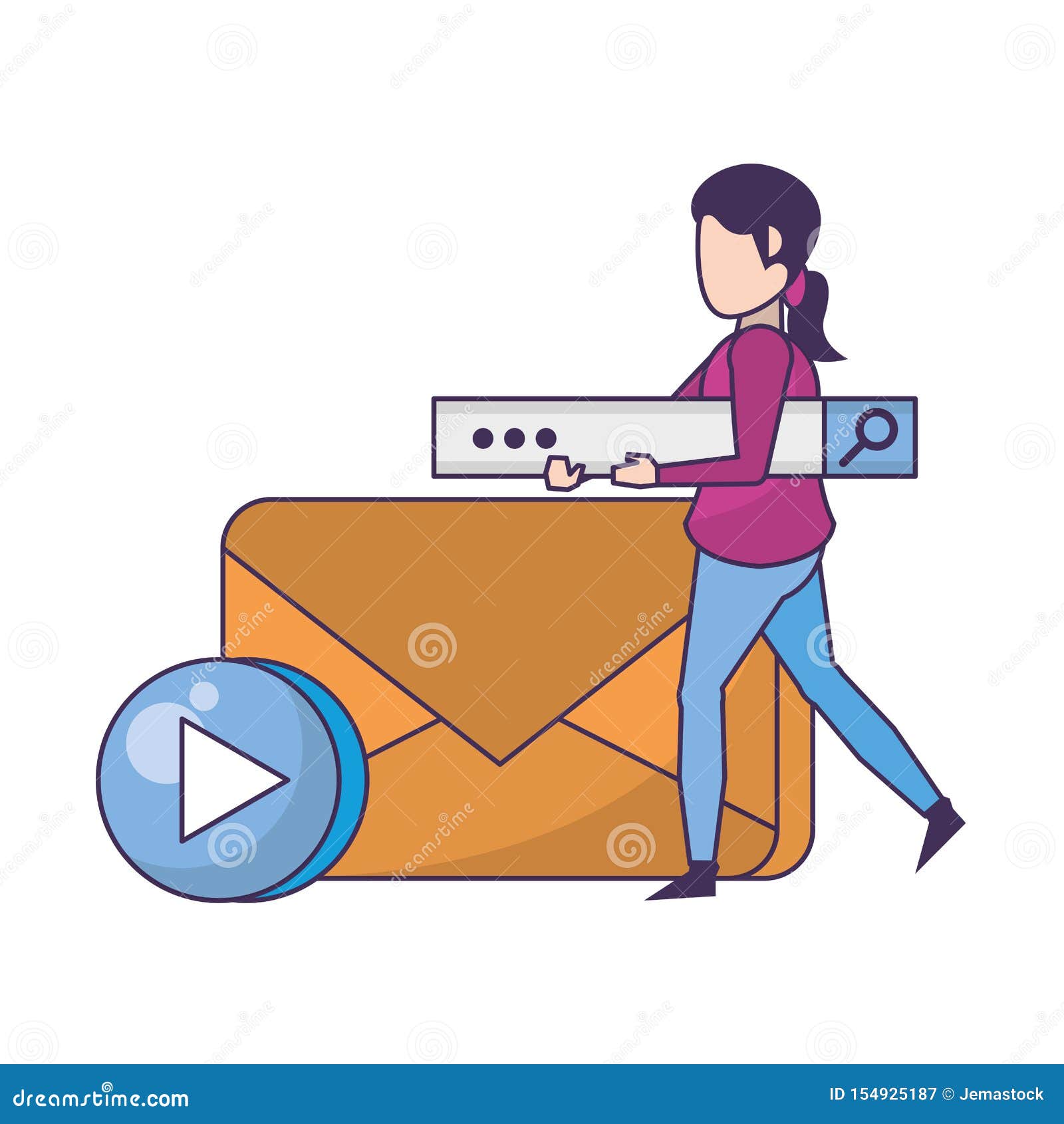 Email Message Digital Card Cartoon Stock Vector - Illustration of ...