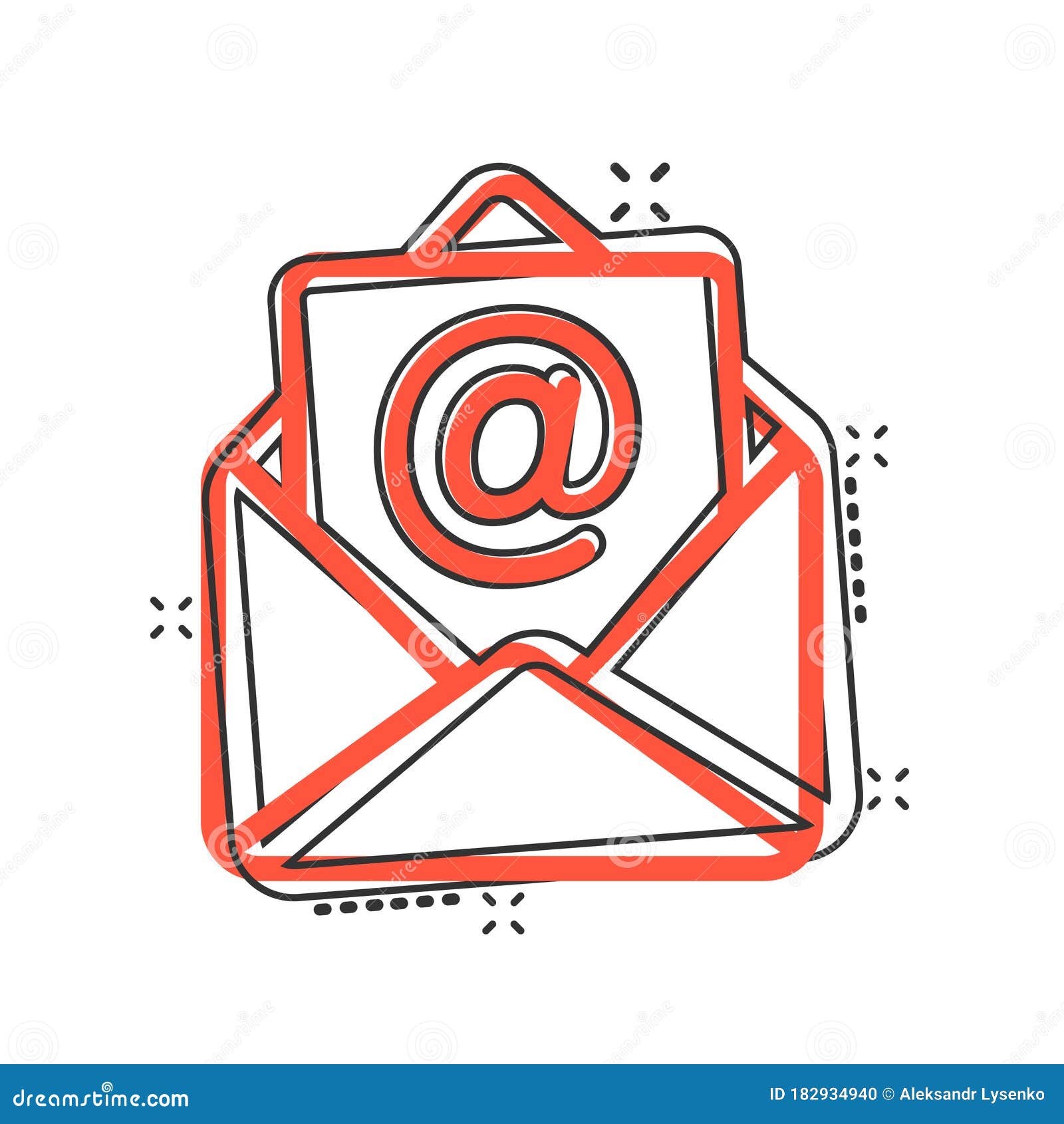 Email Message Icon in Comic Style. Mail Document Cartoon Vector ...