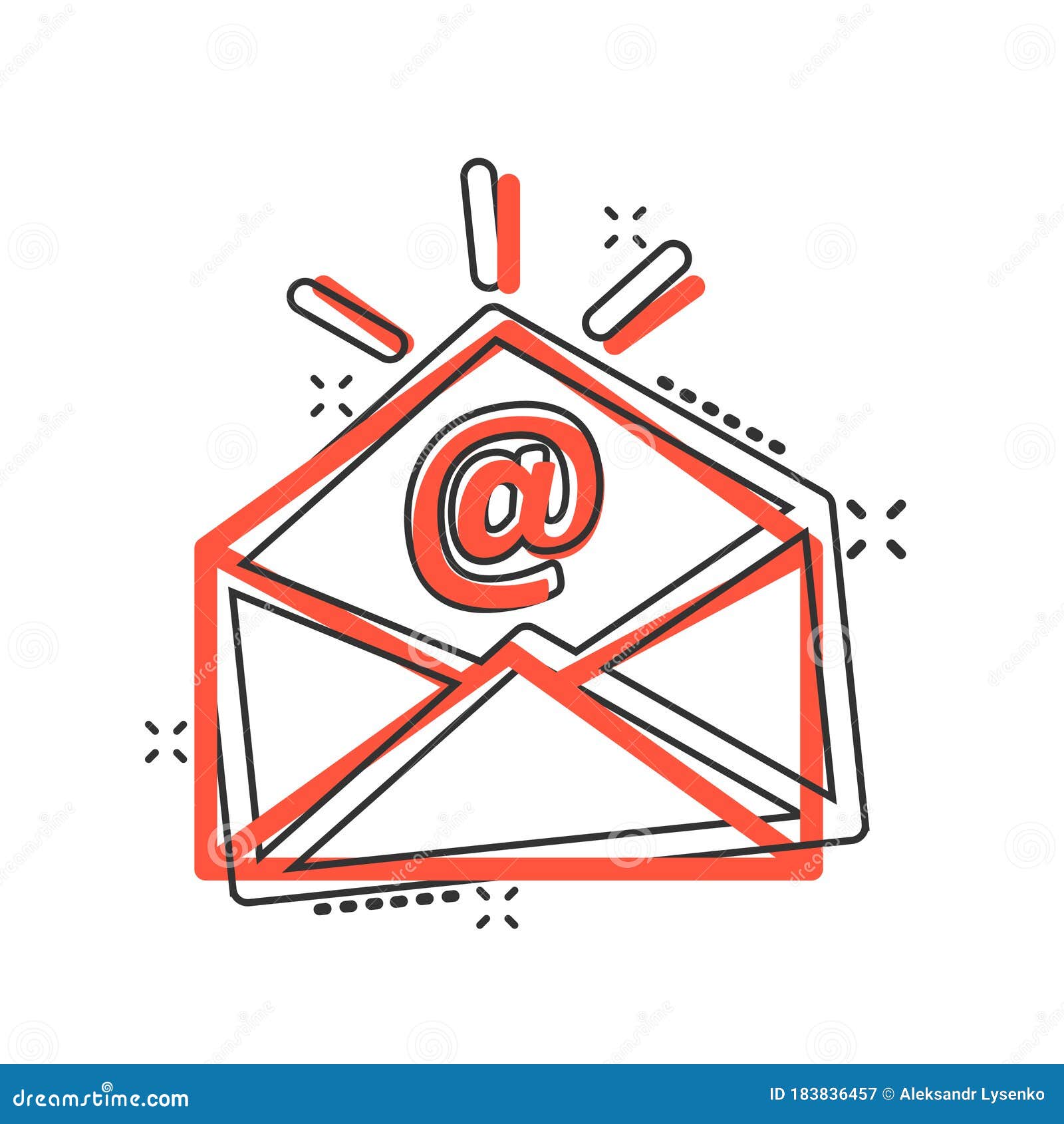Email Message Icon in Comic Style. Mail Document Cartoon Vector ...