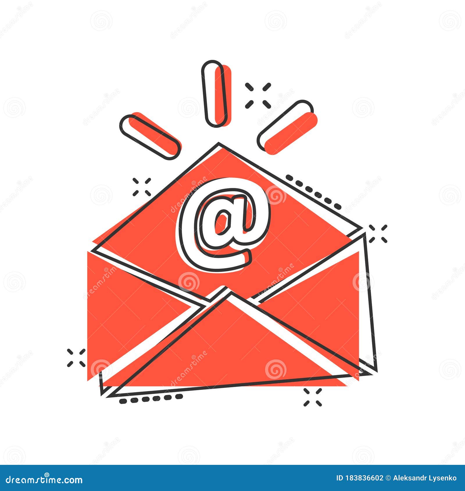 Email Message Icon in Comic Style. Mail Document Cartoon Vector ...