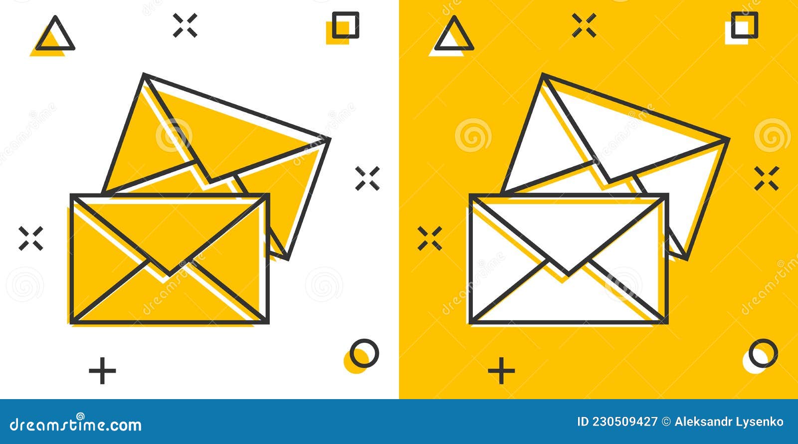 Email Message Icon in Comic Style. Mail Document Cartoon Vector ...