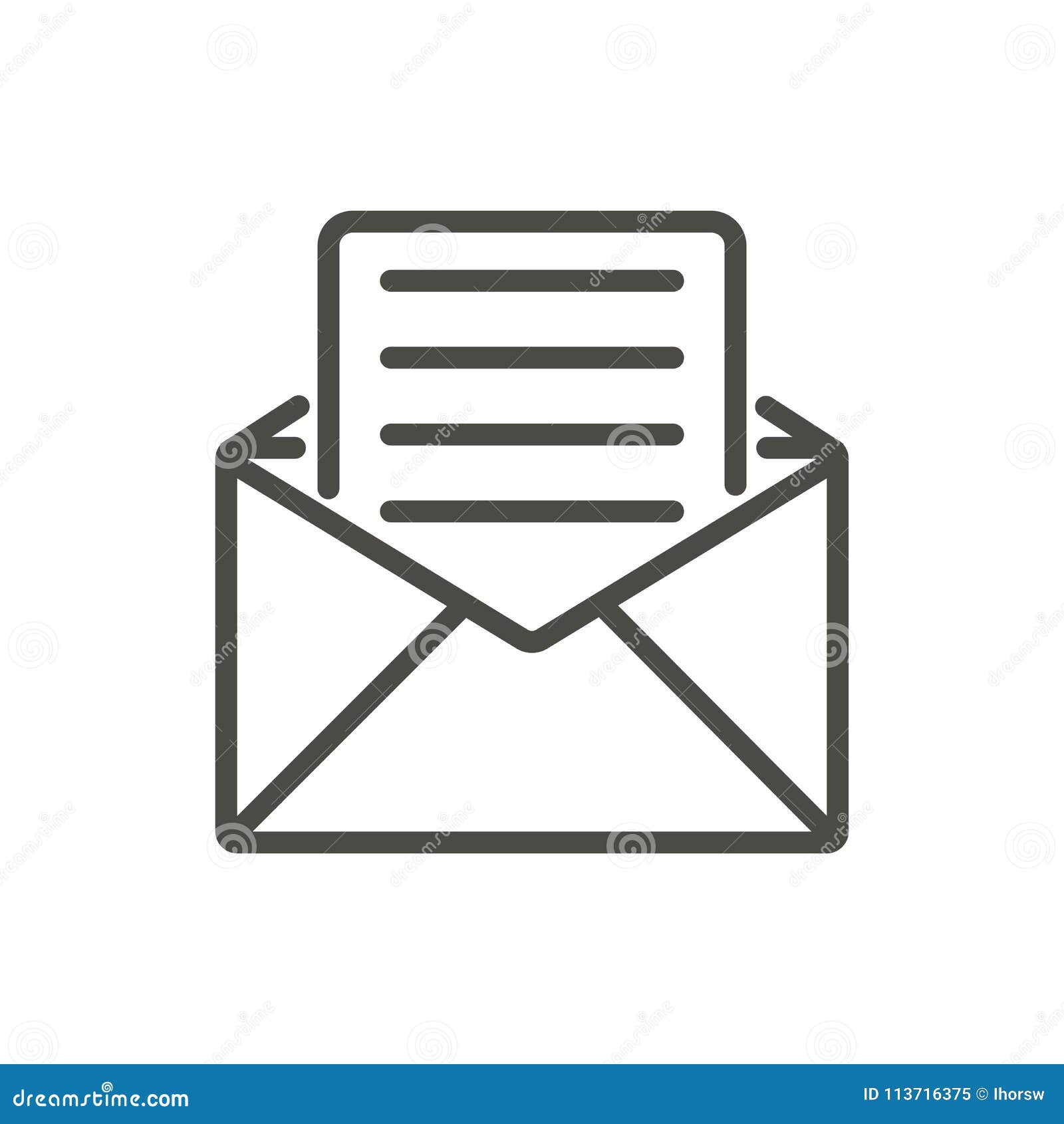 Email Message Icon Vector. Line Open Mail Symbol Stock Vector ...
