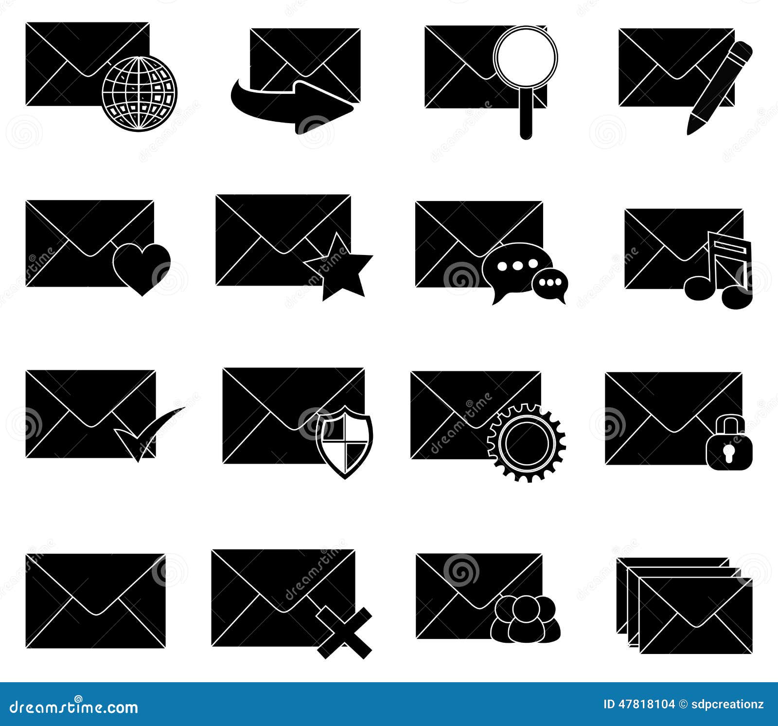 Email message icons set stock vector. Illustration of messa - 47818104