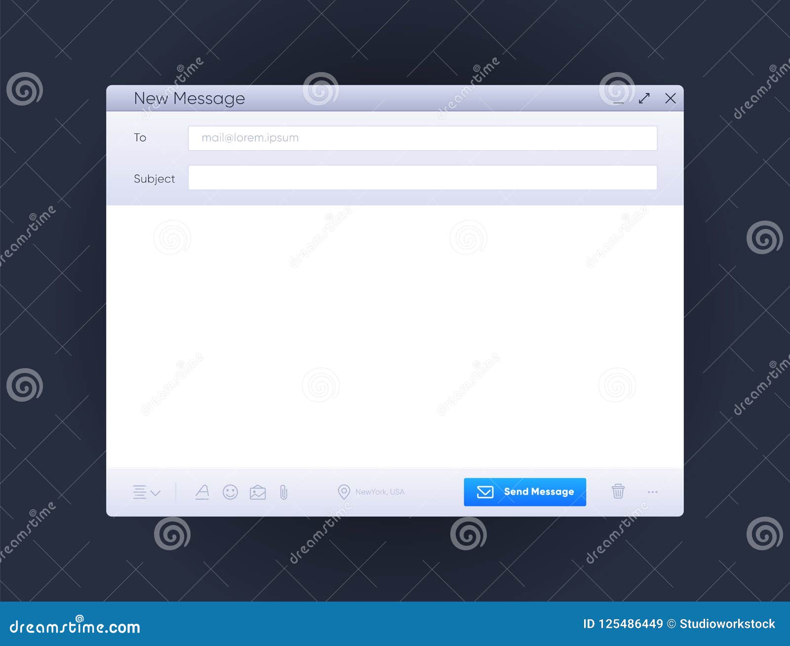 Email Message Interface with Send Form Stock Vector - Illustration of ...