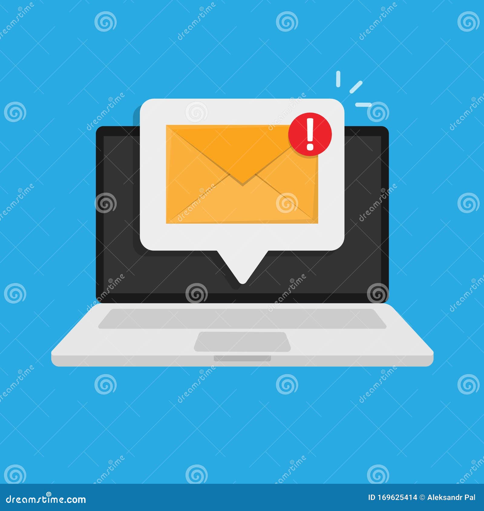Email Message on Screen in Laptop Stock Vector - Illustration of notice ...