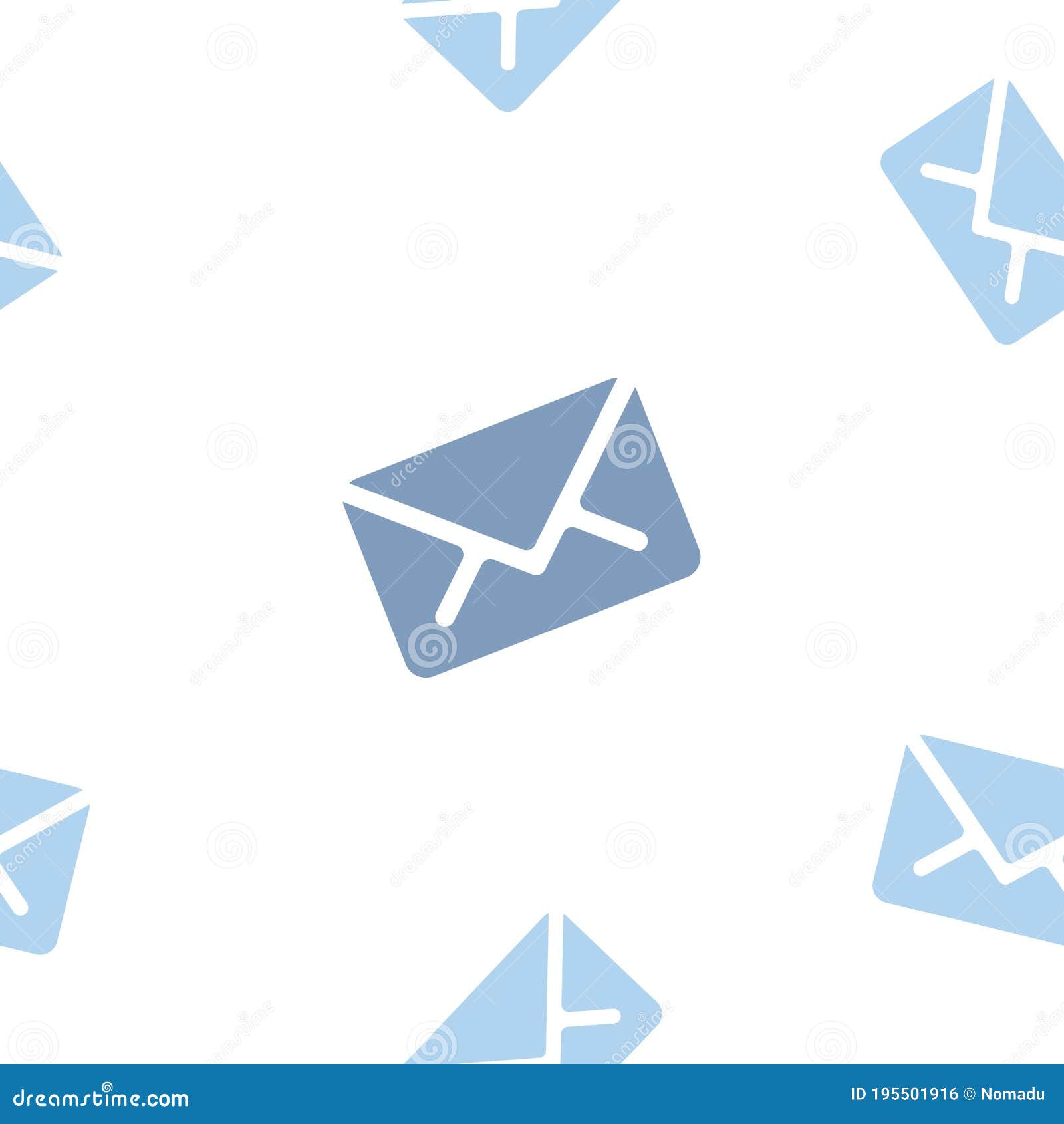Email Message Seamless Blue Pattern on White Background Mail Letter ...