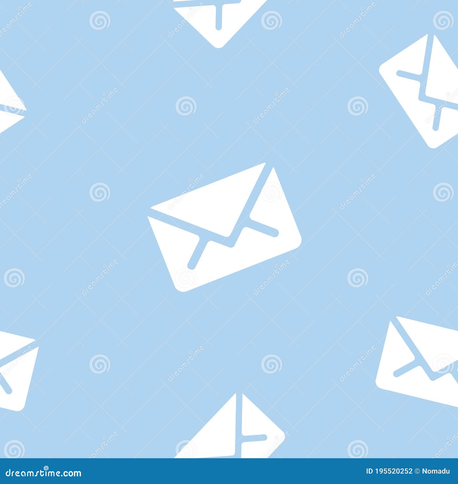 Email Message Seamless Pattern on Blue Background Mail Postal Letter ...