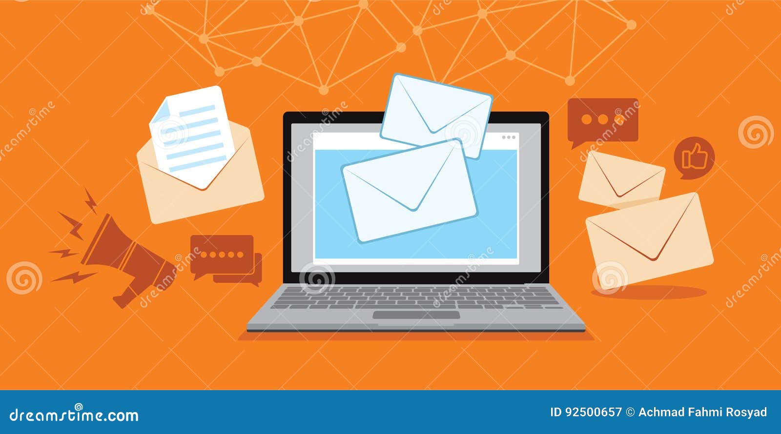 Email and Message Technology with Laptop Illustration Stock Vector ...