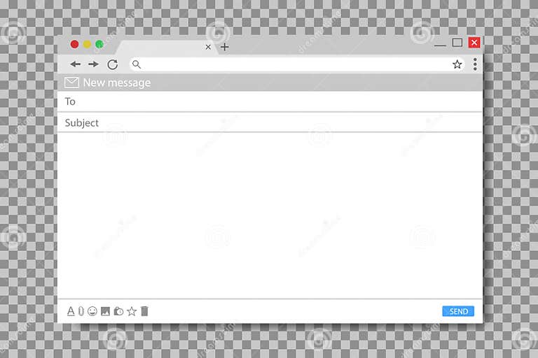 Email Message Template. Mockup Blank Mail Screen Window. Browser ...