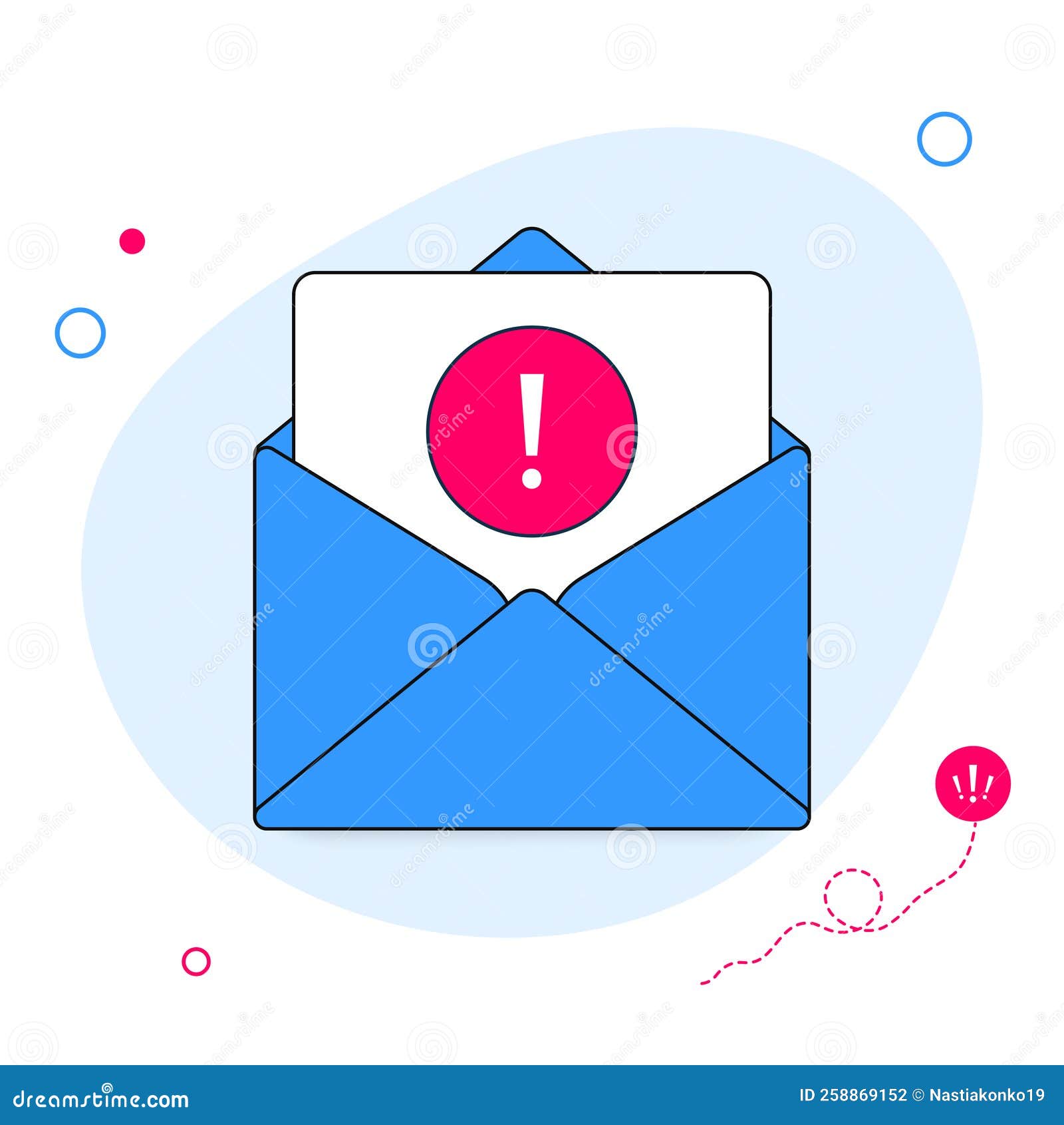 Email Message with Warning Alert Icon Vector Illustration, Flat Cartoon ...